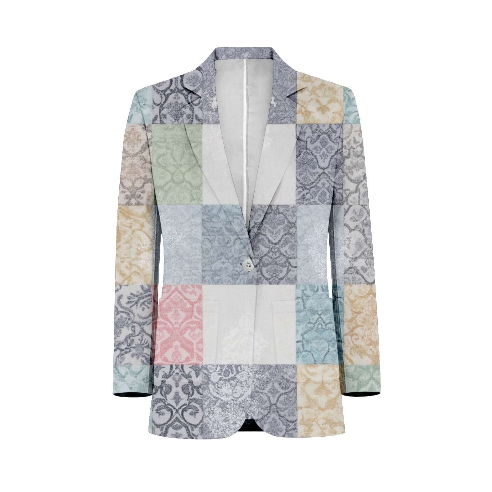 Pastel Patchwork Damask Design Customized Men's Suits full man Shawl ...