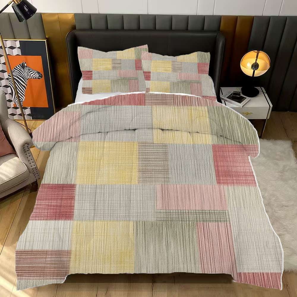 Pastel Patchwork Textile Design Comforter Set Full Size Bedding Set For ...