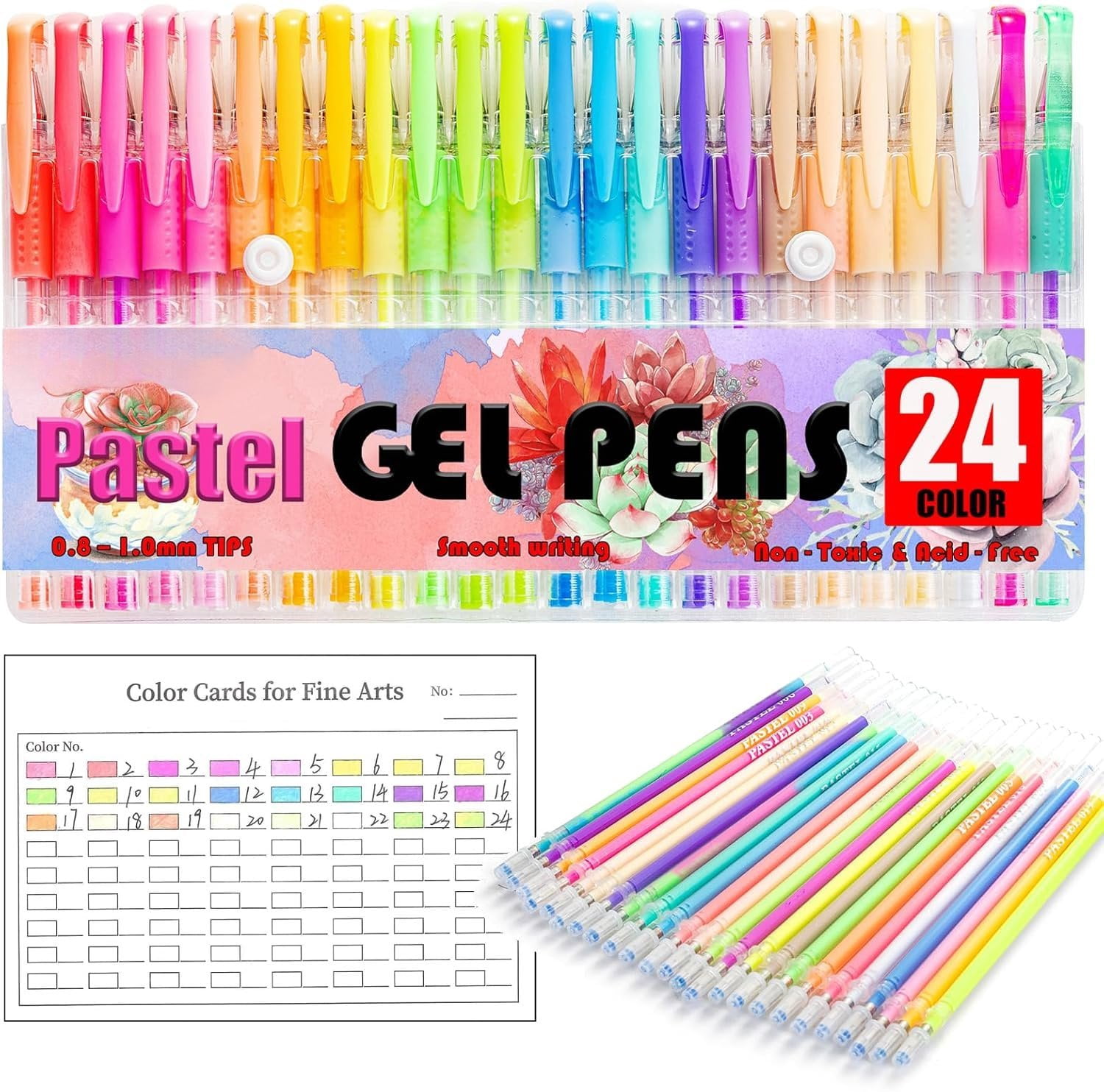 Pastel Pens,72 Color Pens Set including 24 Color Pen with 48 Refills,40 ...