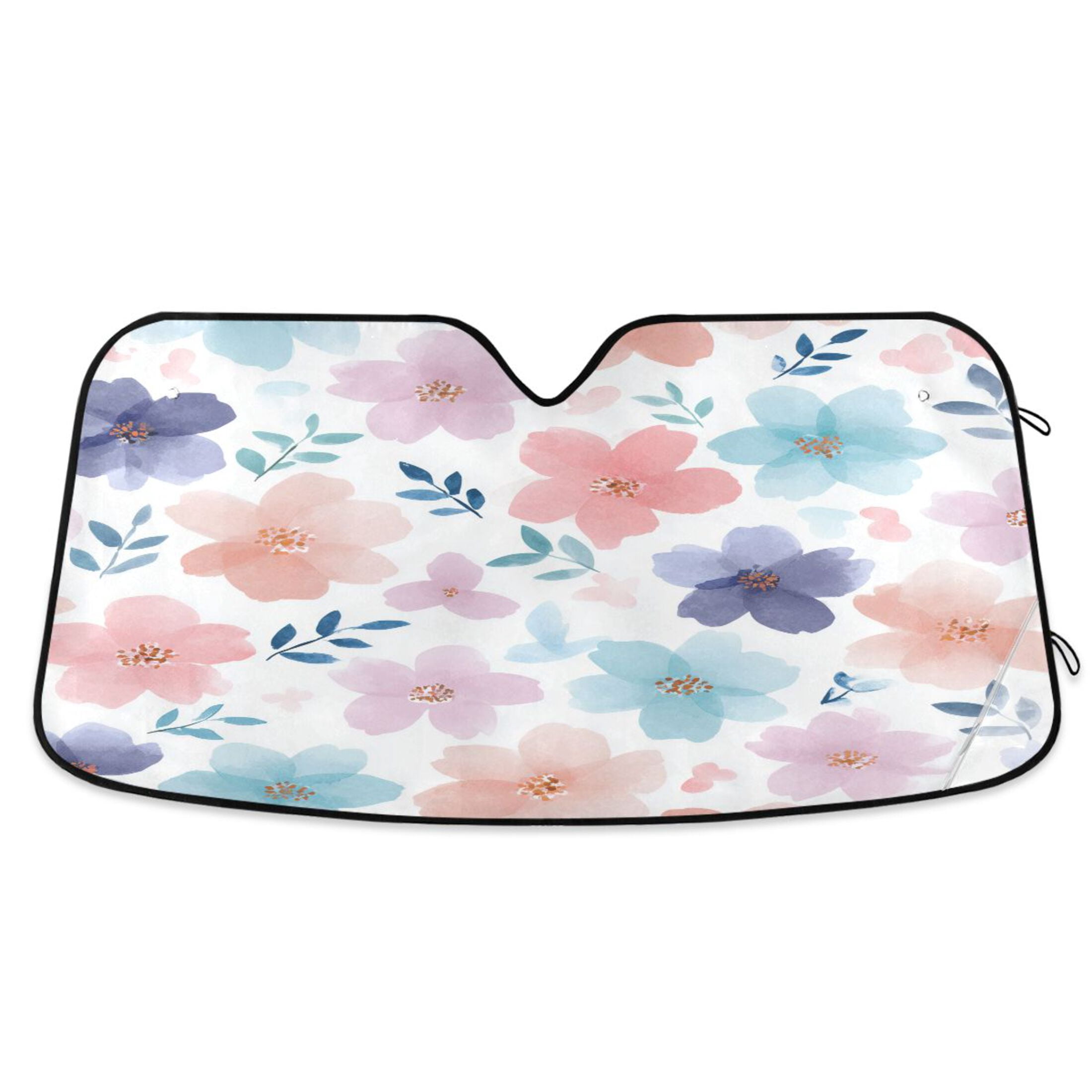 Pastel Petals with Leaves Watercolor Windshield Sun Shade Automobile ...