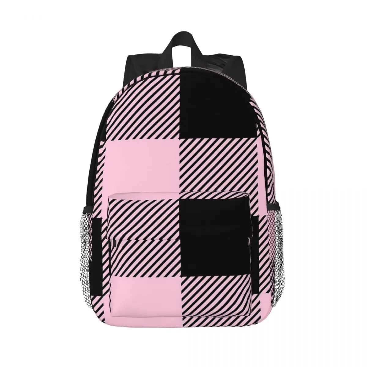 Pastel Pink And Black Buffalo Plaid Pattern Backpacks Teenager Bookbag Fashion Students Bags ...