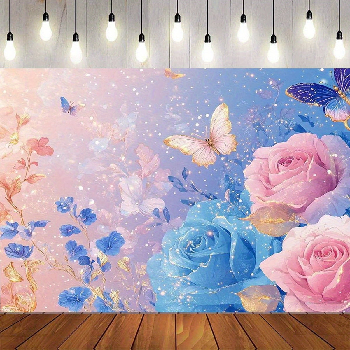 Pastel Pink Blue Floral Butterfly Backdrop Dreamy Romantic Flower Girl ...