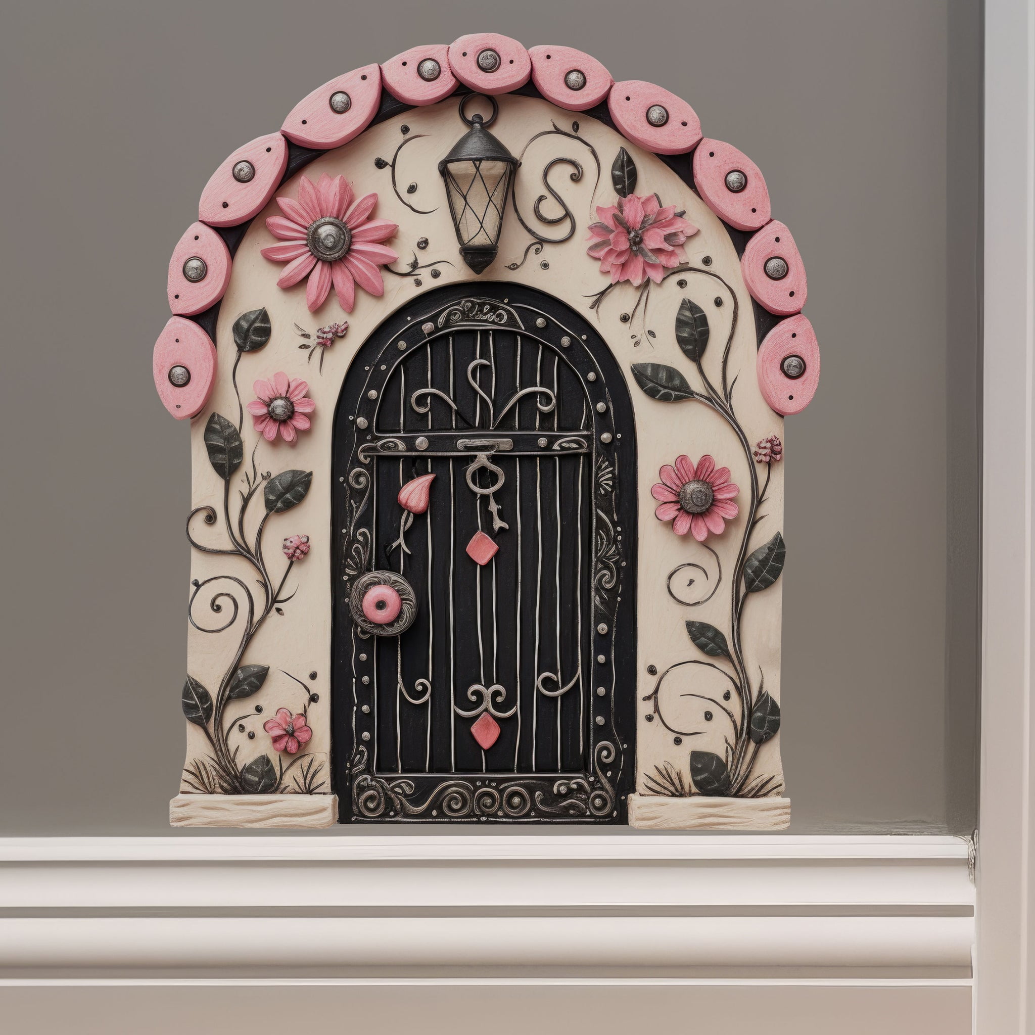 Pastel Pink Flowers Fairy Door - Fairy Door 3D Wall Sticker - Walmart.com