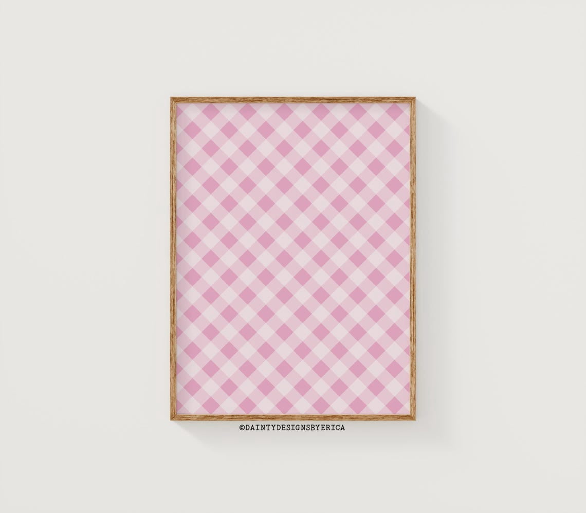 Pastel Pink Gingham Poster, Spring Wall Art, 12x18 UNFRAMED - Walmart.com