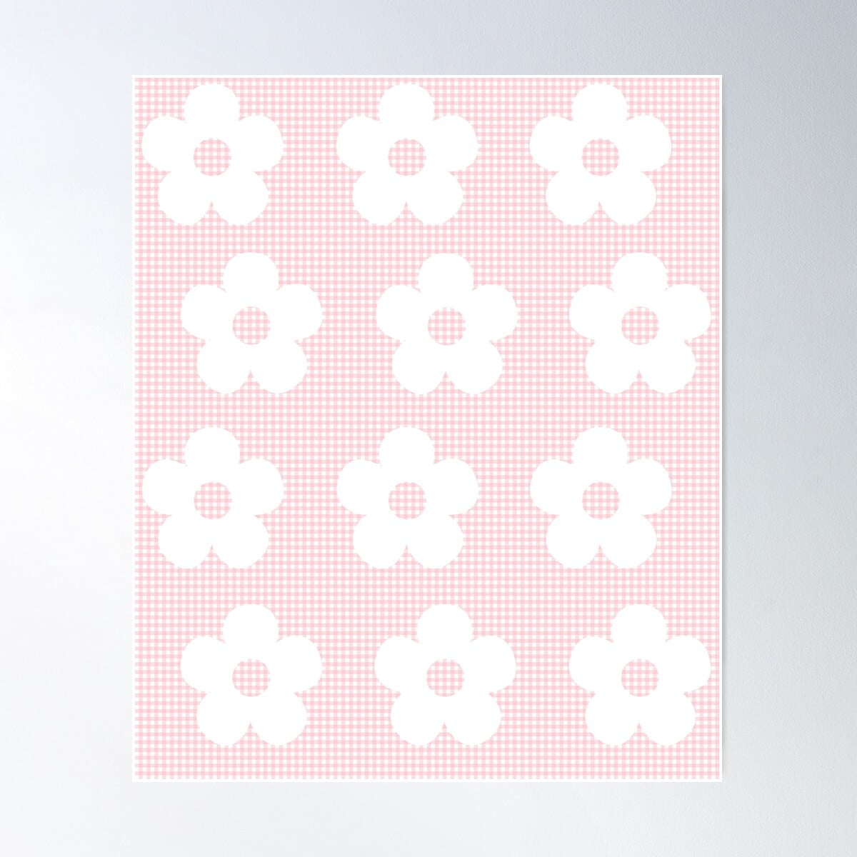 Pastel Pink Gingham White Flower Kawaii Cute Cottagecore Aesthetic ...