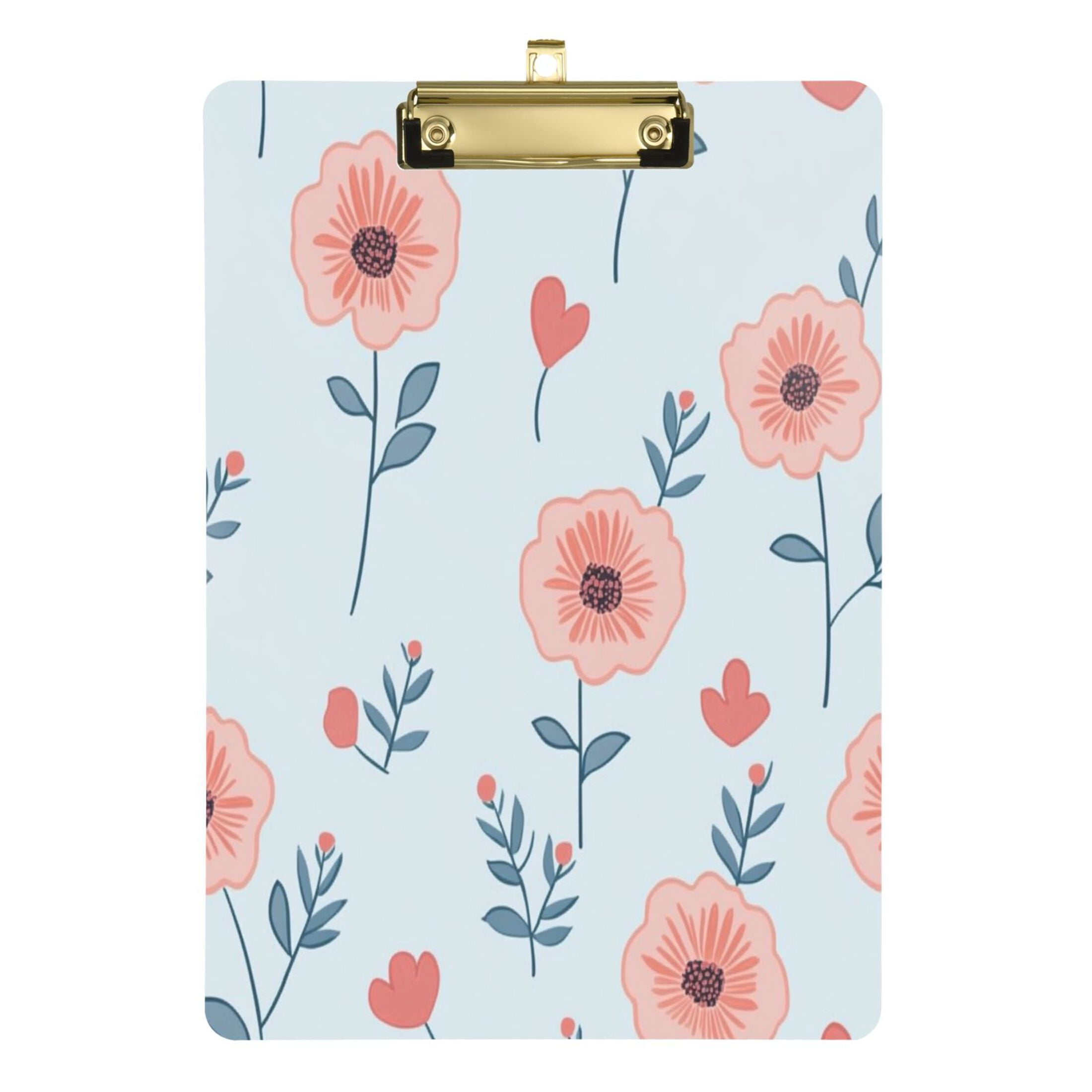 Pastel Pink Hand-drawn Flowers Acrylic Clipboards A4 Standard Size ...
