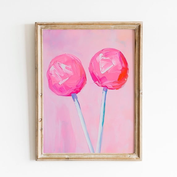 Pastel Pink Lollipop Candy Pop Art Cute Kitchen Wall Decor Pastel Pink ...