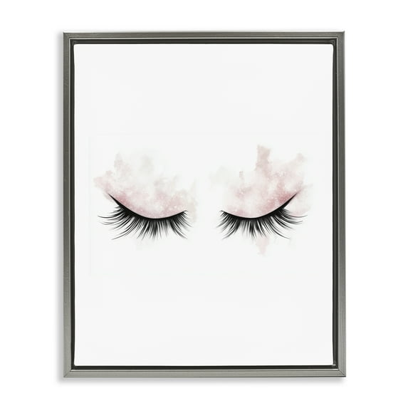Pastel Pink Makeup & Lashes Gray Framed Floater Canvas Wall Art, design ...