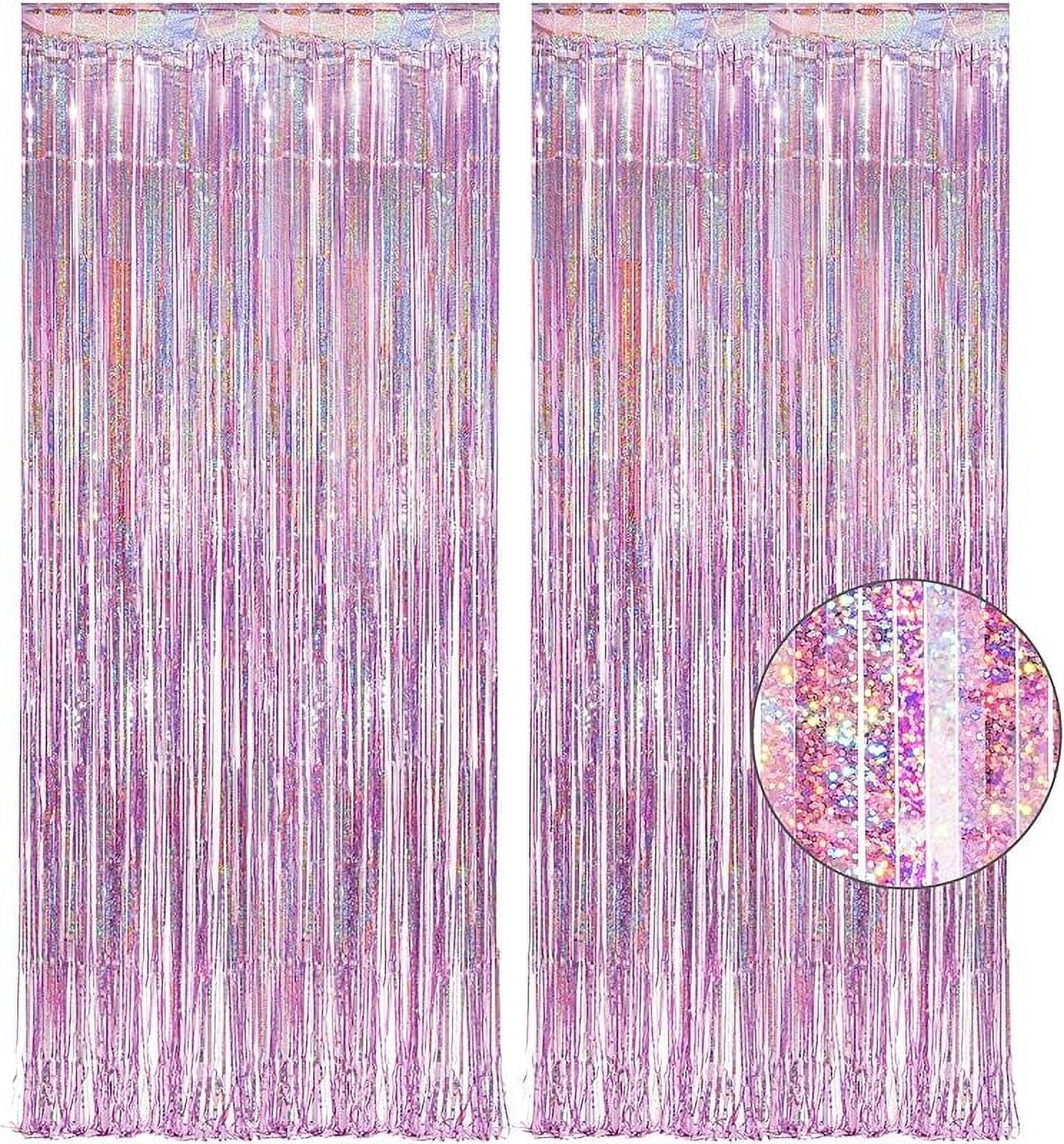 Pastel Pink Party Backdrop Decoration - GREATRIL Baby Pink Foil Fringe ...