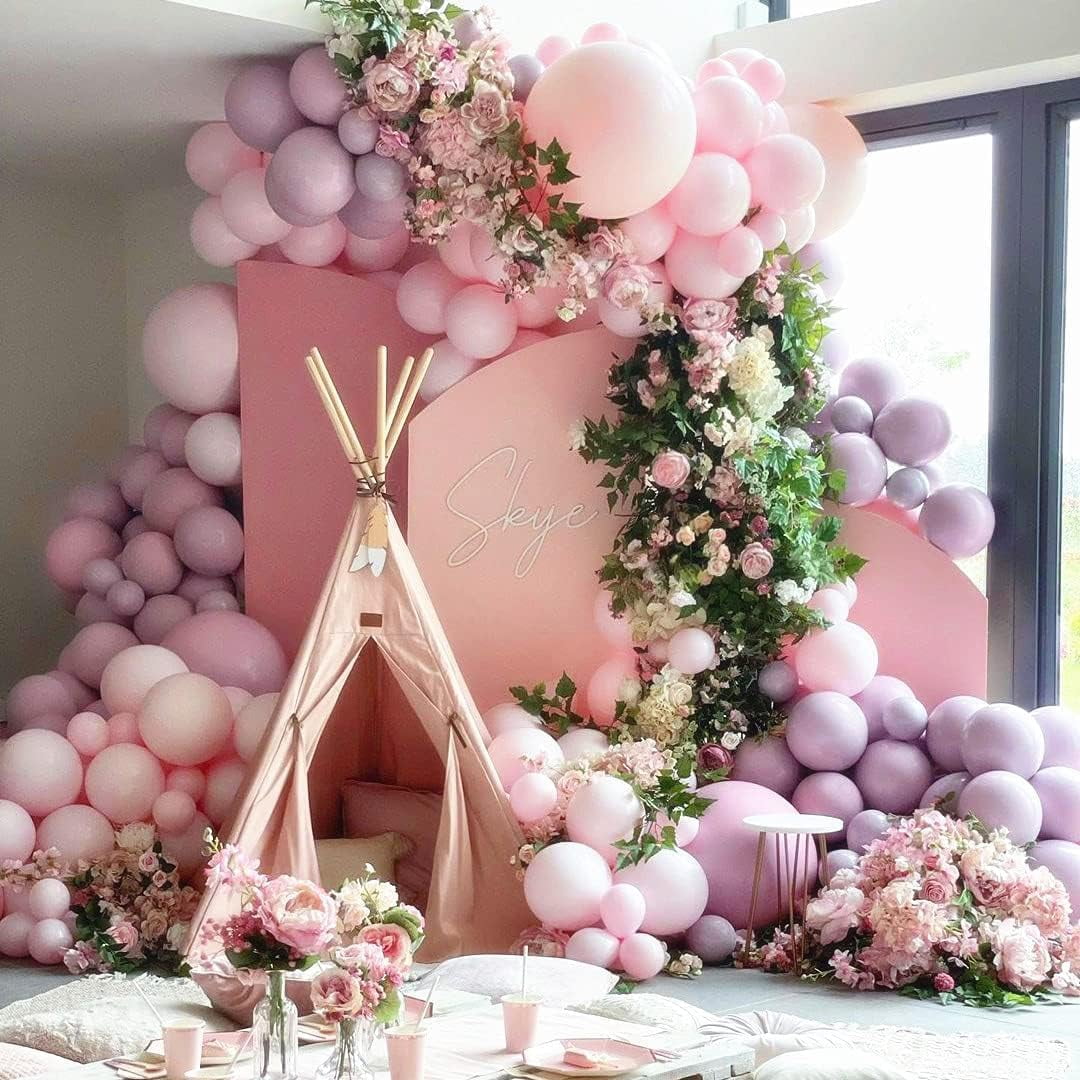 Pastel Pink PurpleTRDN Balloon Garland Arch Kit Double Stuffed Balloons ...