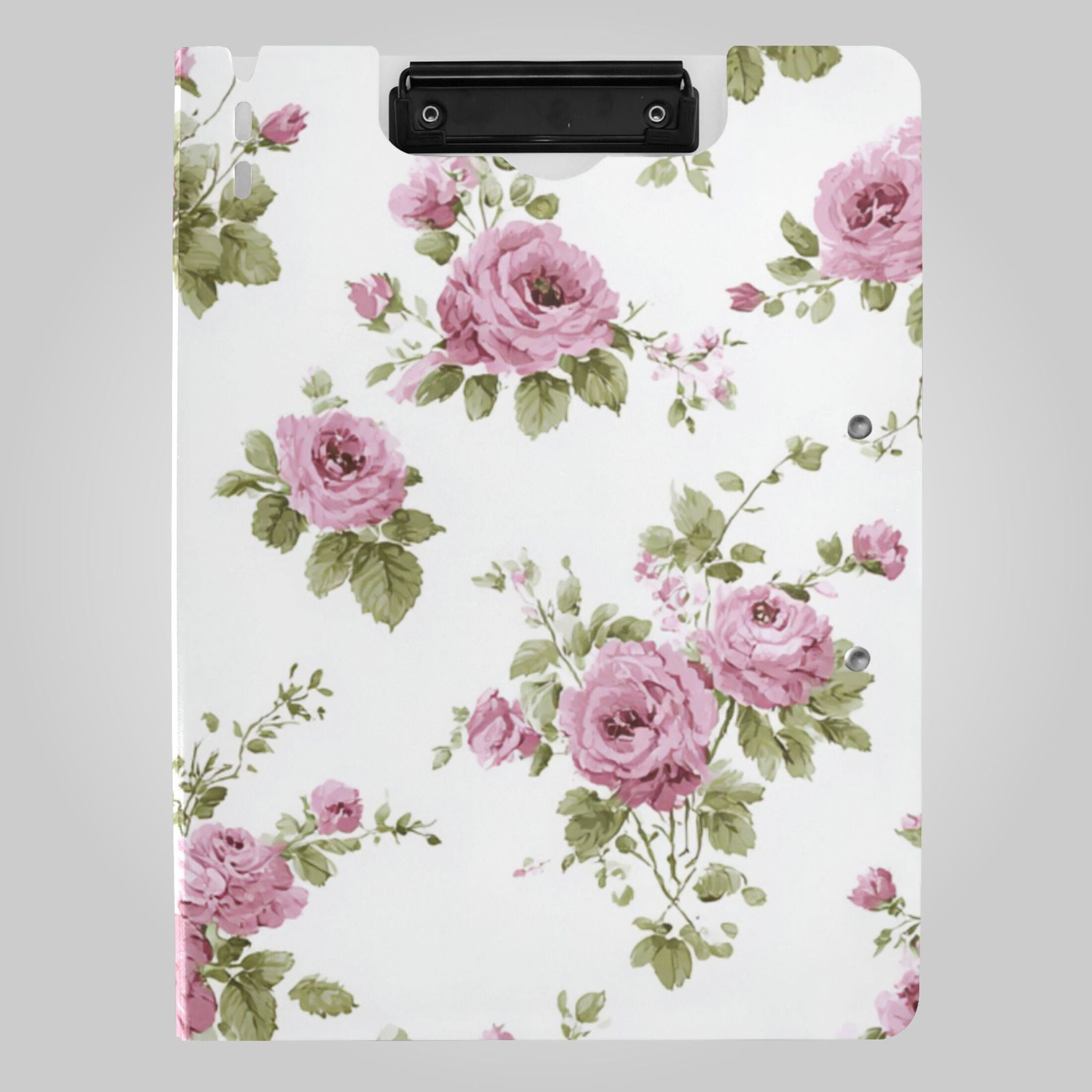 Pastel Pink Roses Elegant Foldable Binder Folder Clipboard with Pen ...