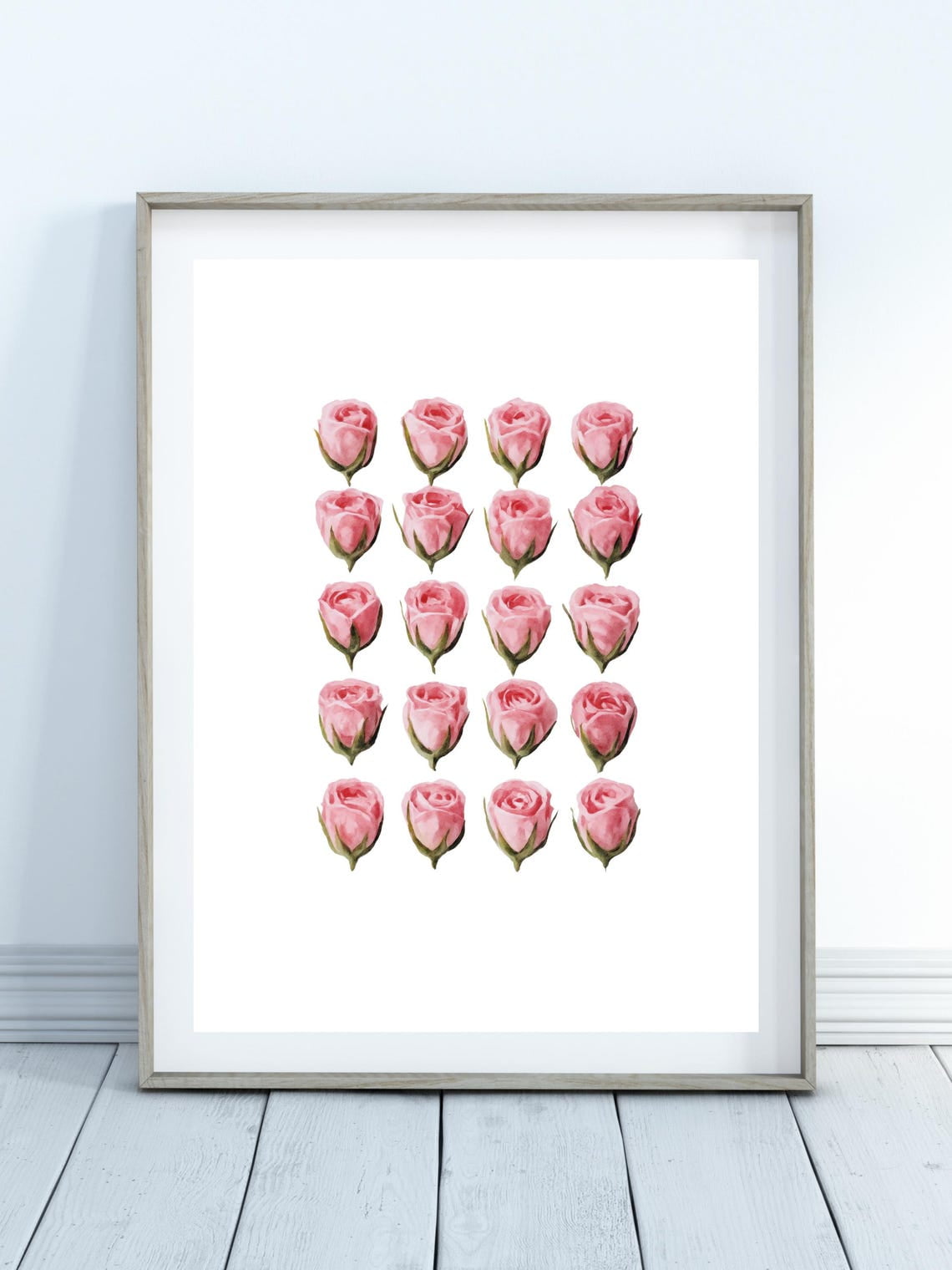 Pastel Pink Roses Poster - Preppy Floral Wall Art, Unframed Poster Size ...