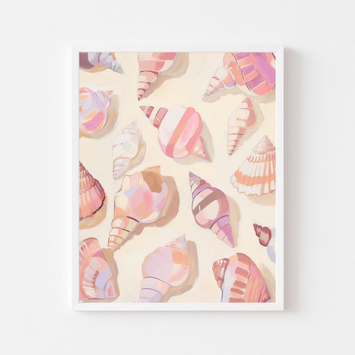 Pastel Pink Seashell Painting Coastal Beach House Watercolor Wall Art ...
