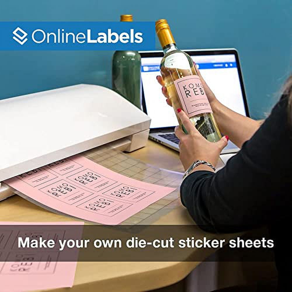 Pastel Pink Sticker Paper, 100 Sheets, 8.5 x 11 Full Sheet Label ...