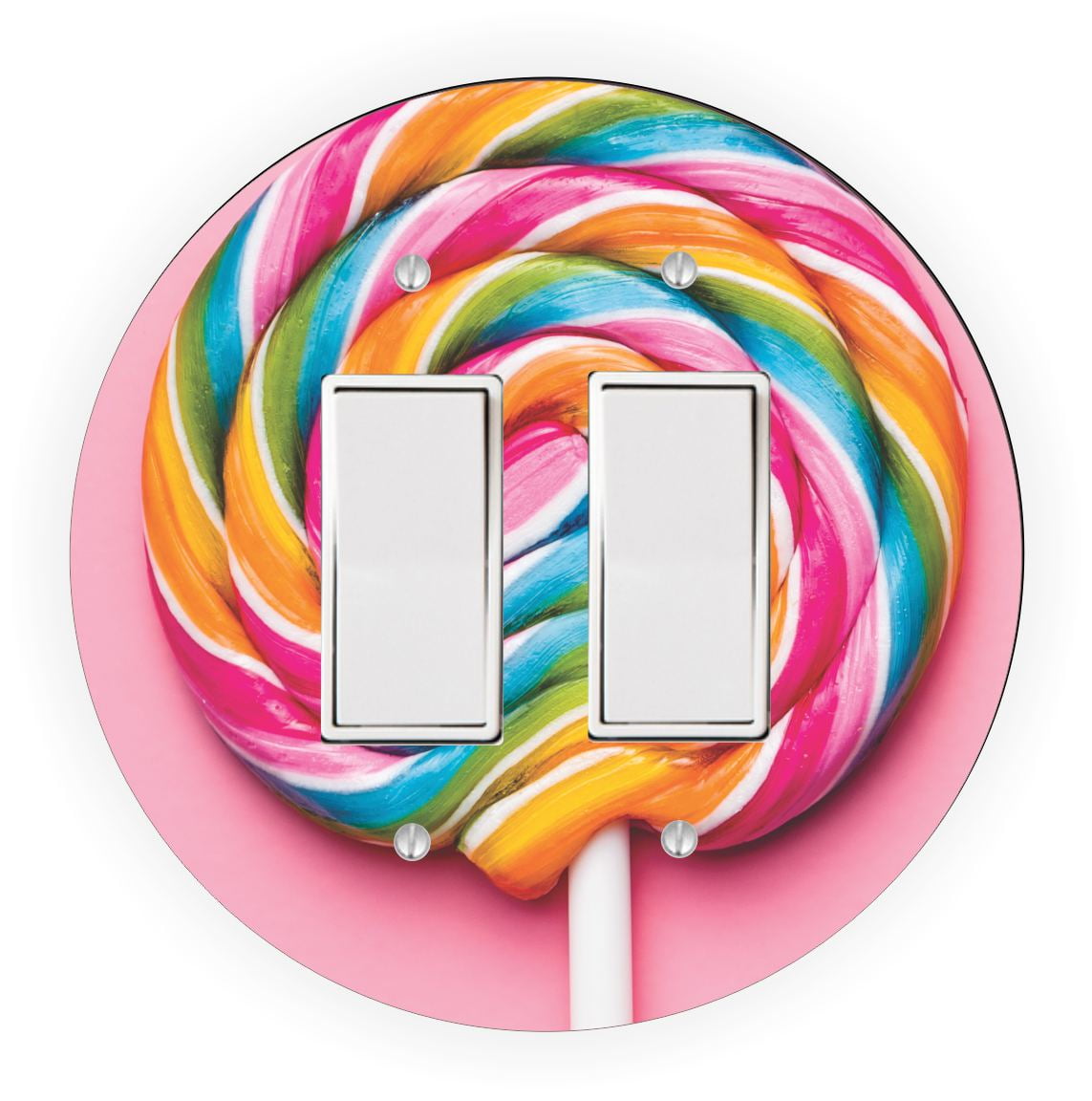 Pastel Pink Striped Lollipop Design - Round Light Switch Plate Cover ...