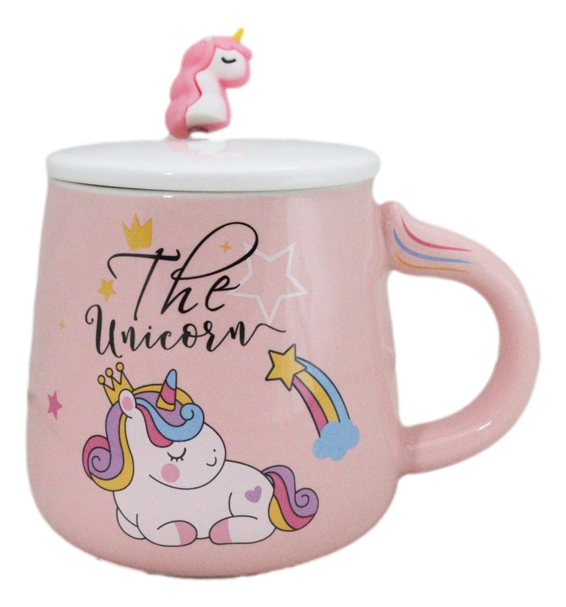 Pastel Pink Whimsical Unicorn Rainbow Shooting Star Mug With Spoon And ...