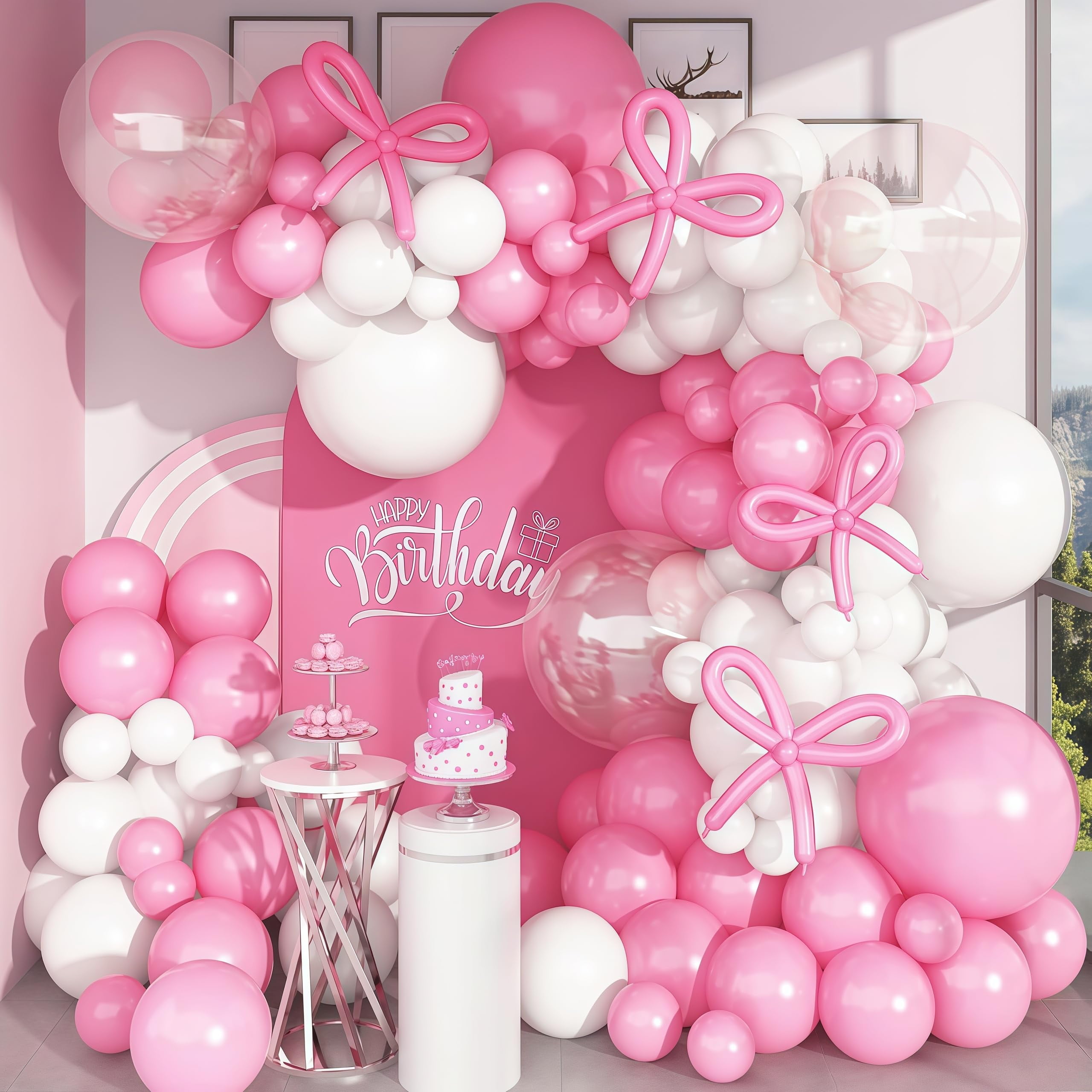 Pastel Pink and White Balloons Arch KKS1 Kit, 118 Baby Pale Pink Bow ...