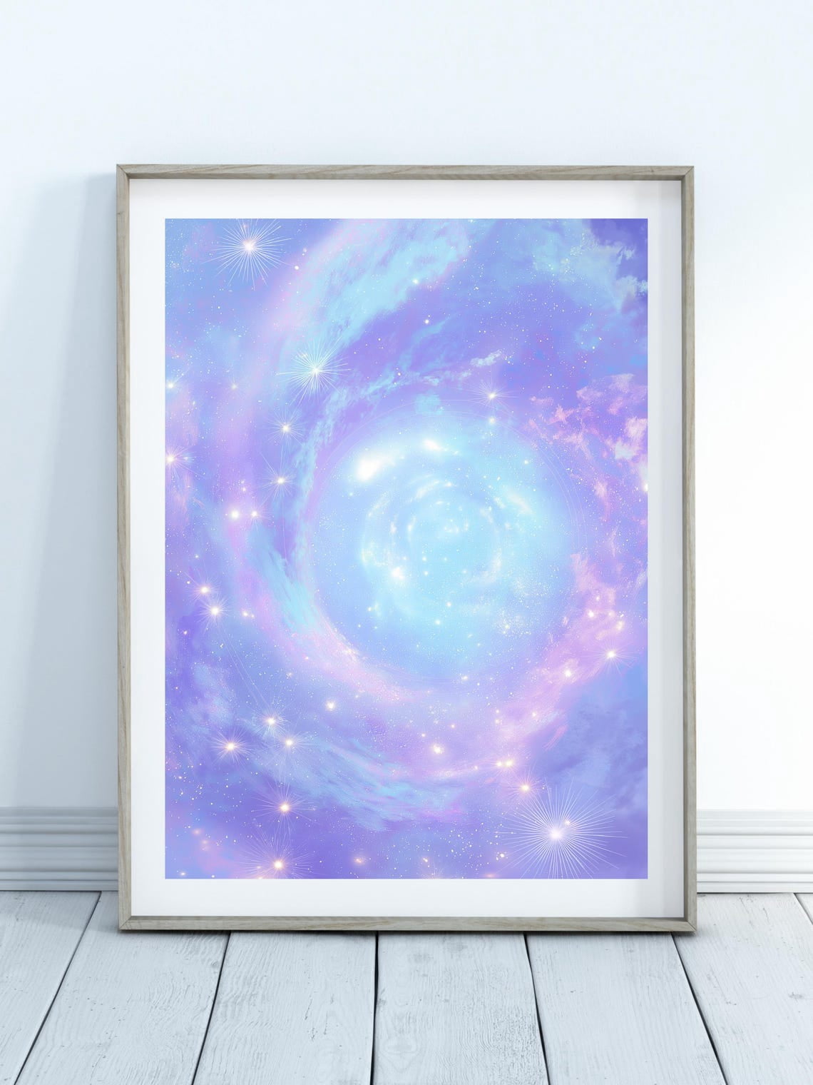 Pastel Portal Poster–Stars Wall Art In Blue & Purple, Nursery Space ...