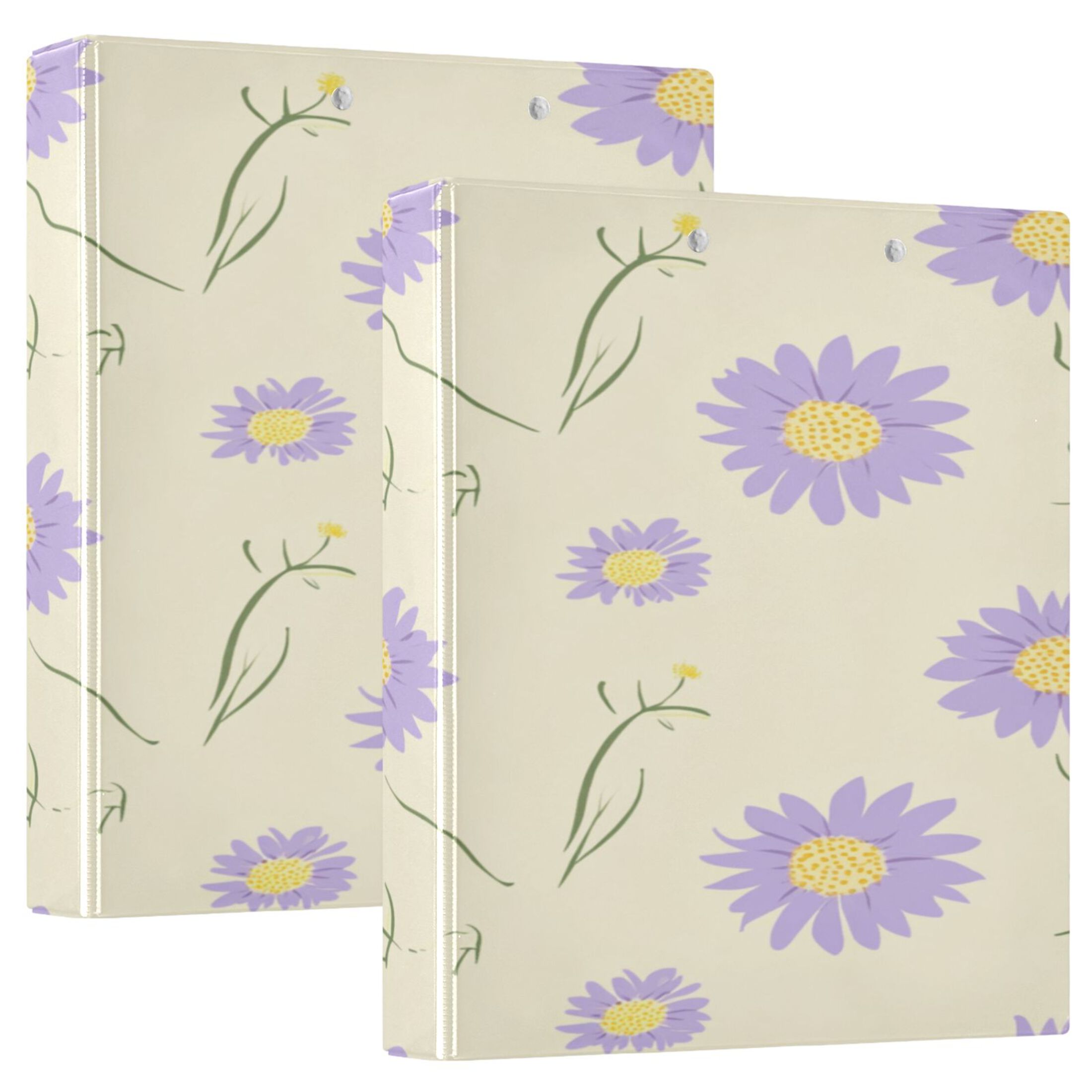 Pastel Purple Chrysanthemum Pattern 3 Ring Hardcover Binders 1.5in ...