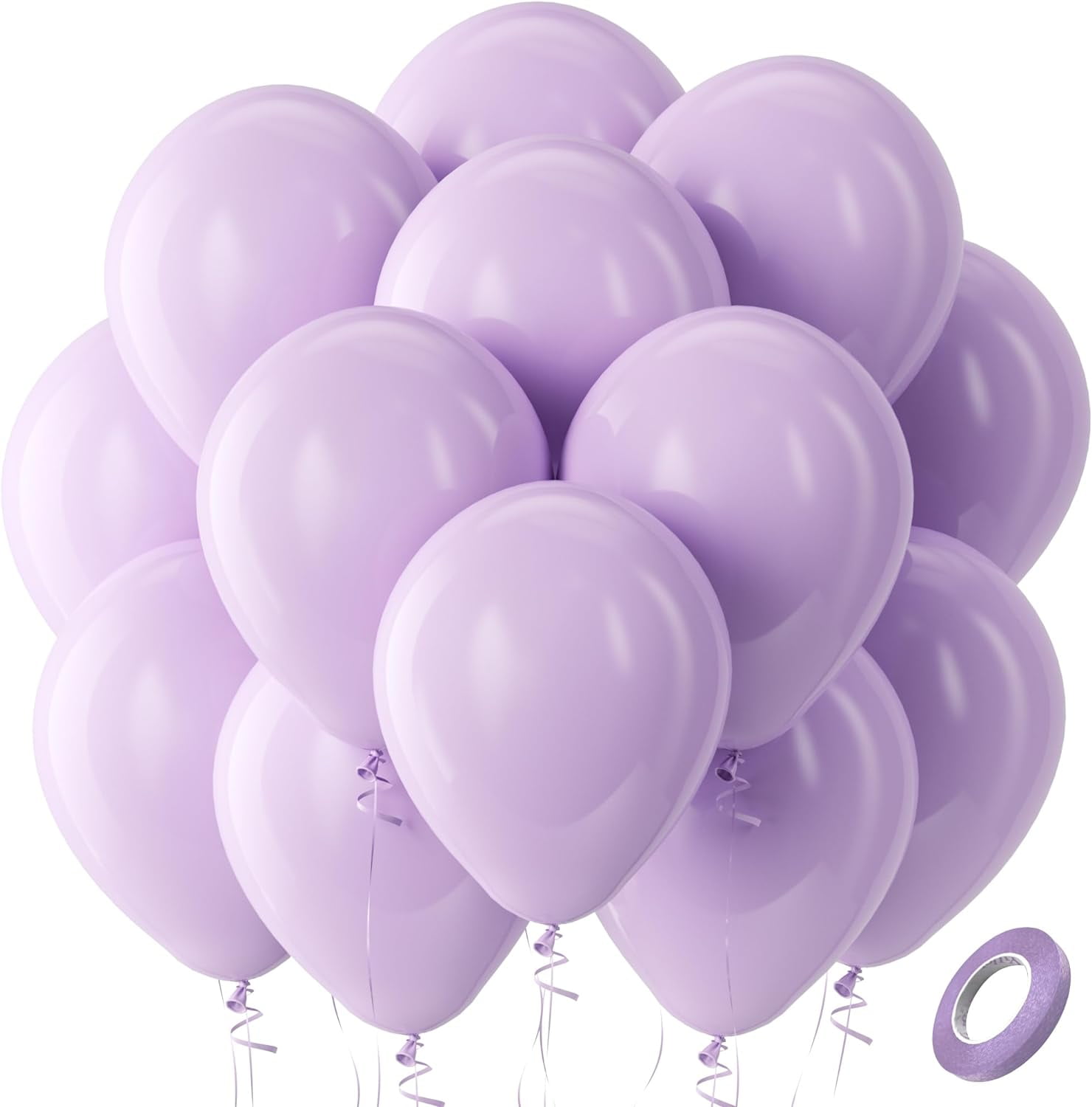 Pastel Purple Latex Party Balloons - 100 Pack 12 Inch Round Helium ...