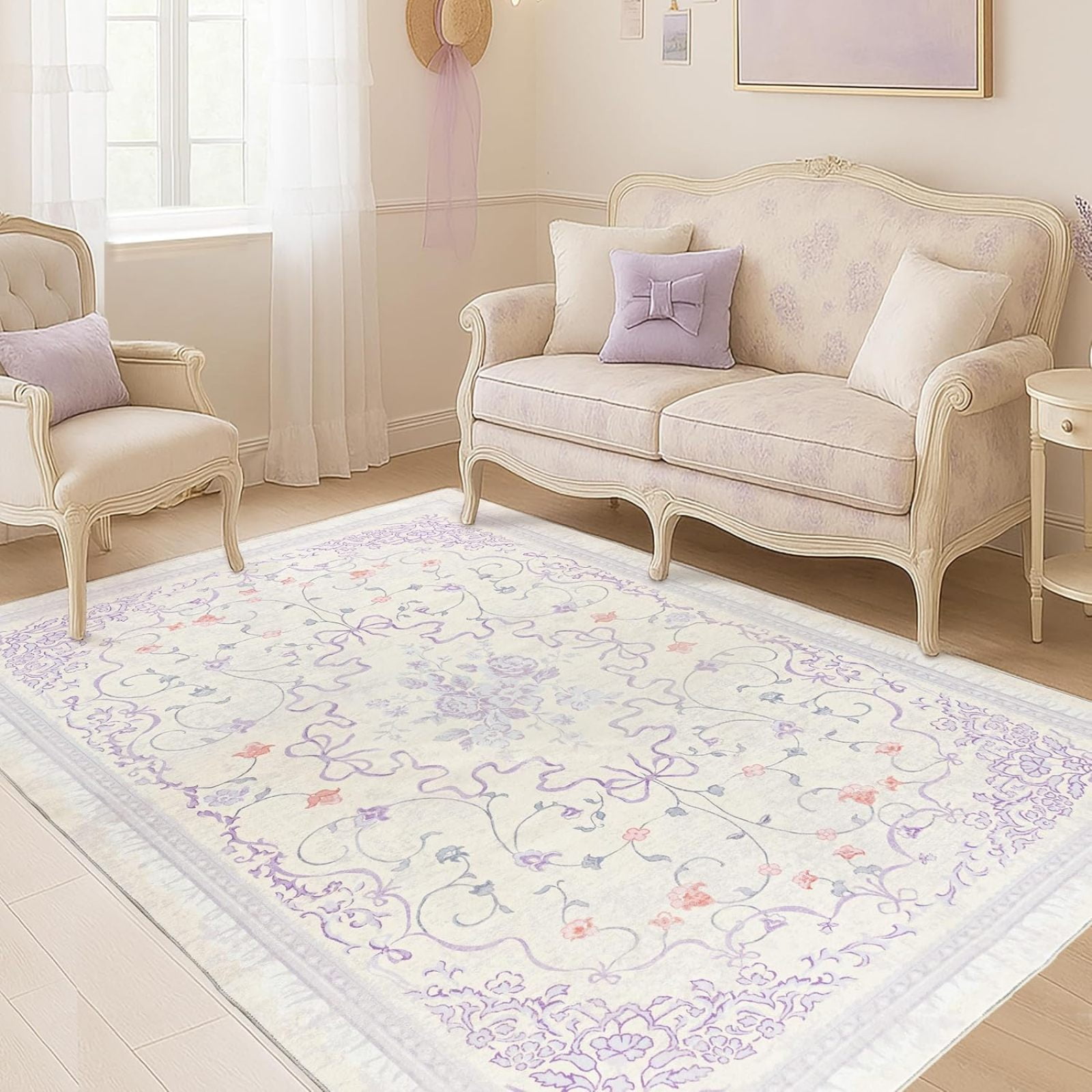 Pastel Purple Rug For Bedroom Dorm Kids Play Room - Light Lavender Blue ...