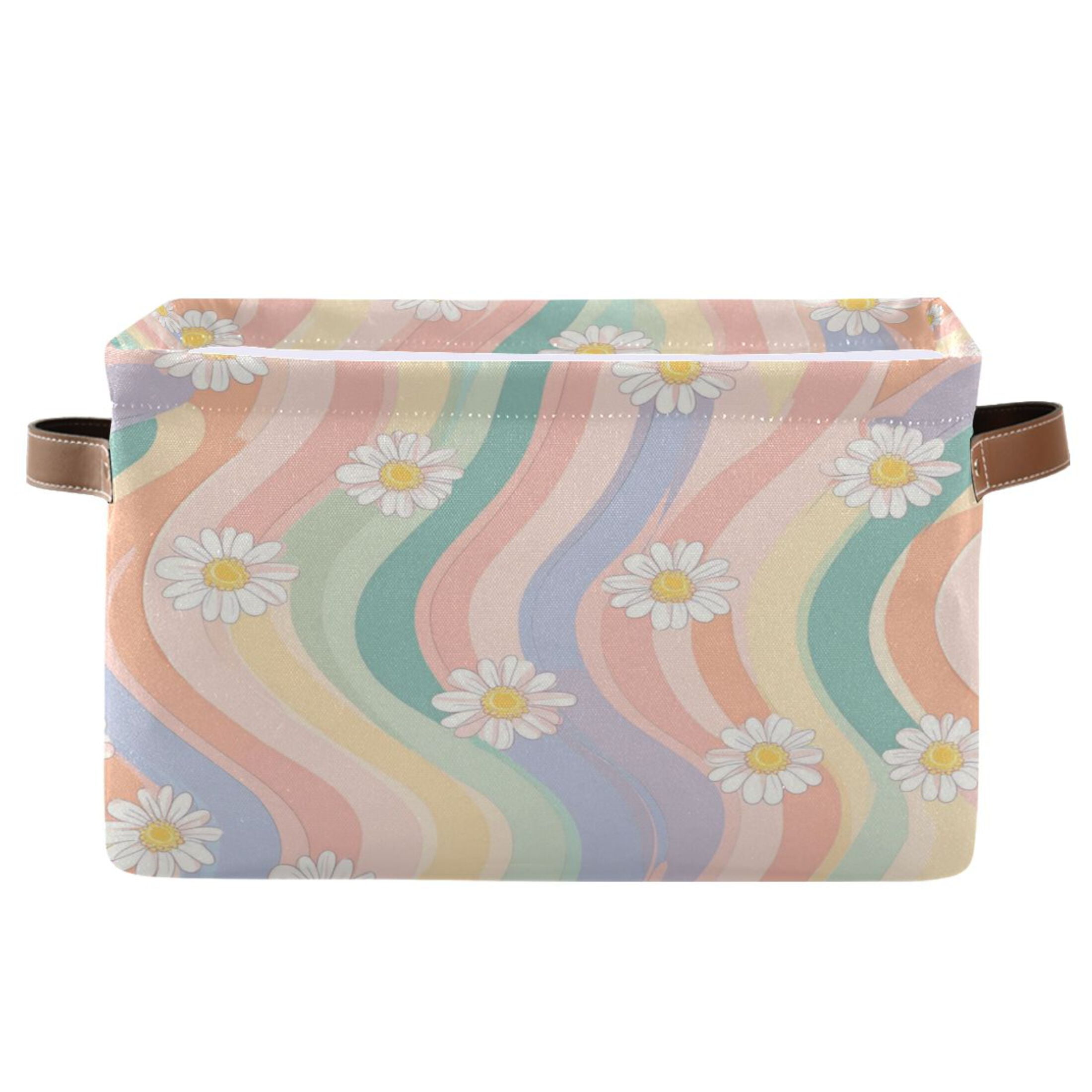 Pastel Rainbow Colors Pattern Foldable Storage Basket,Canvas Fabric ...