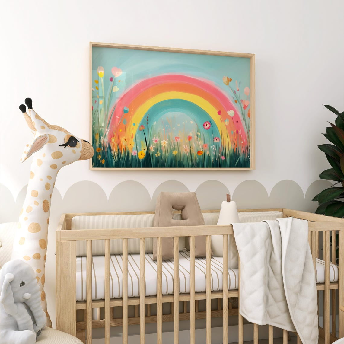 Pastel Rainbow Flowers Nursery Print, Playroom Floral Poster, Boho Kids ...