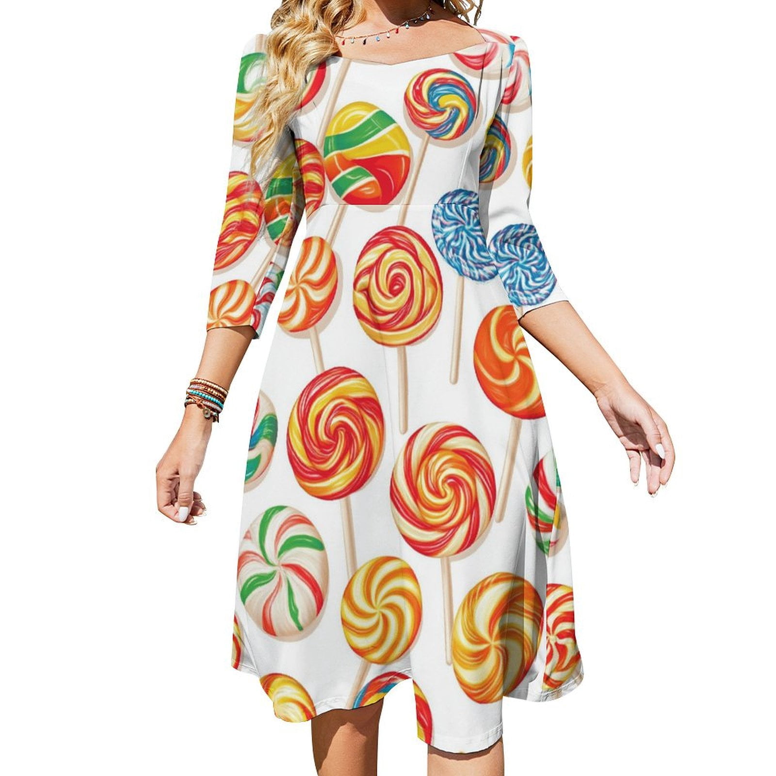 Pastel Rainbow Lollipop Dress Summer Dresses Woman Street Style Big ...