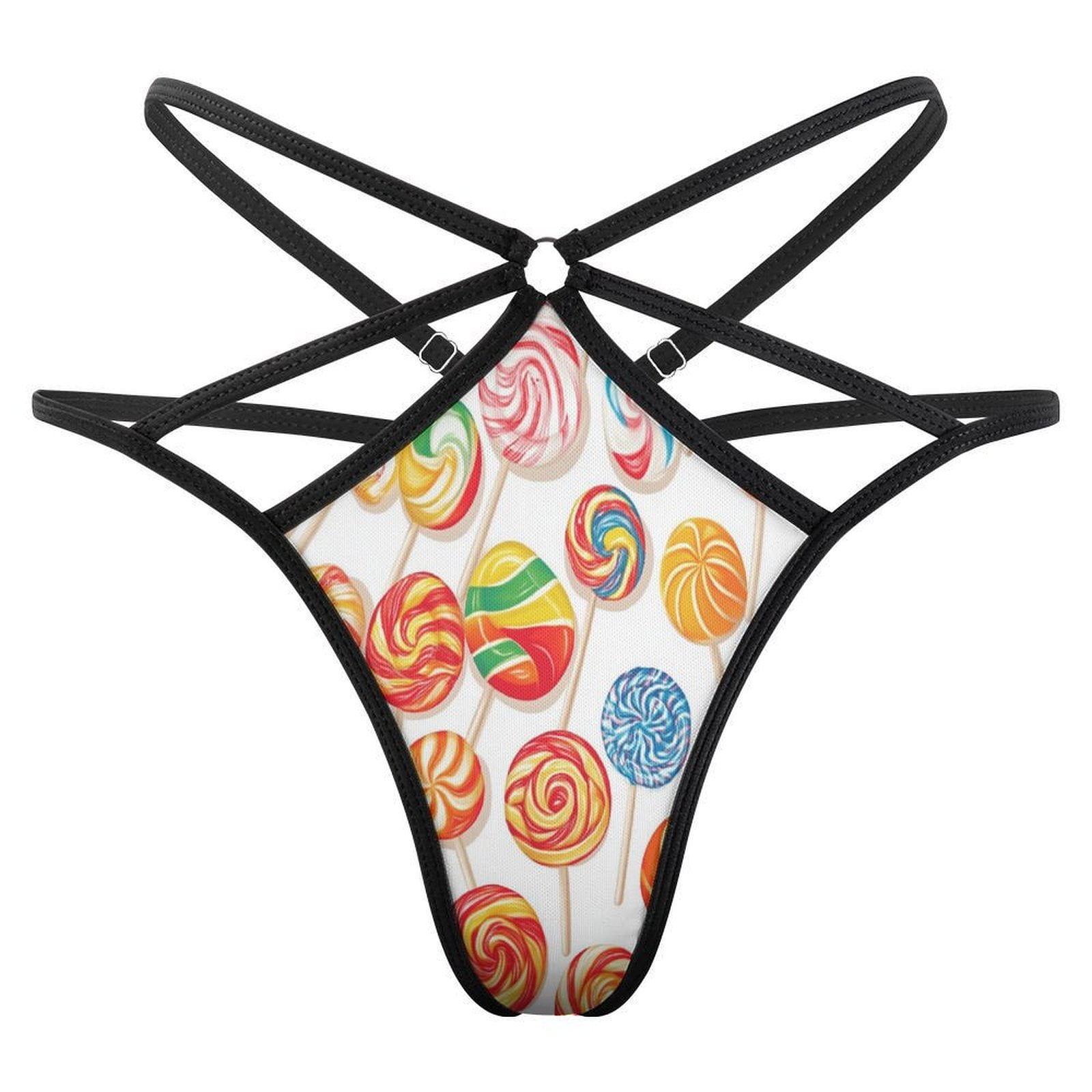 Pastel Rainbow Lollipop Open Type Women's Panties Crotch Opening G ...