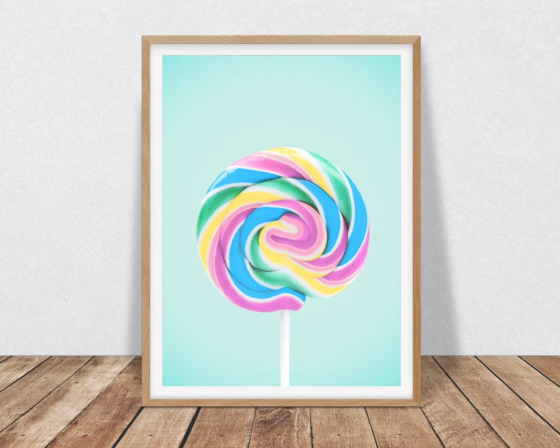 Pastel Rainbow Lollipop Wall Art, Lollipop Print Pop Art, Rainbow ...