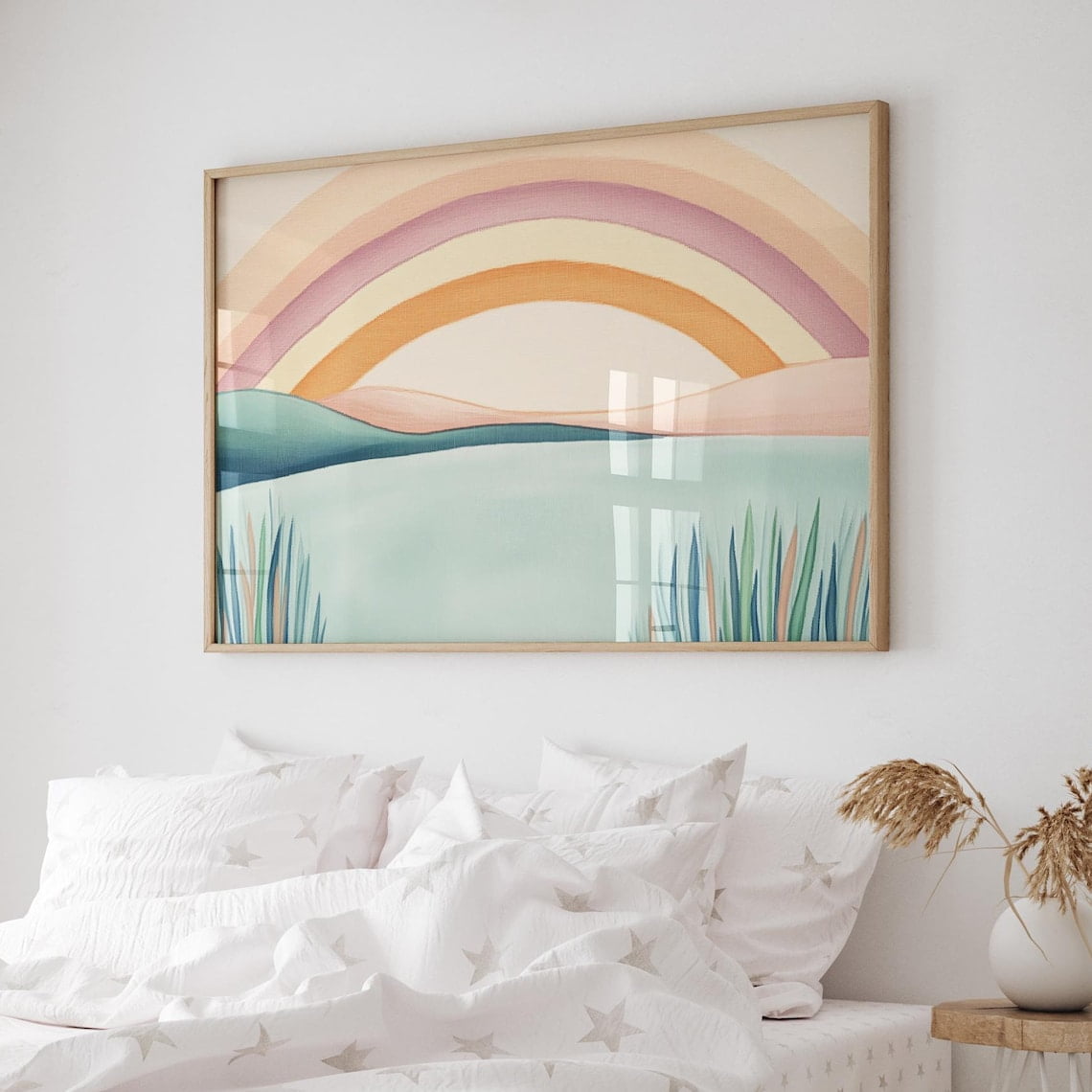 Pastel Rainbow Print, Colorful Modern Scenery Wall Art, Abstract ...