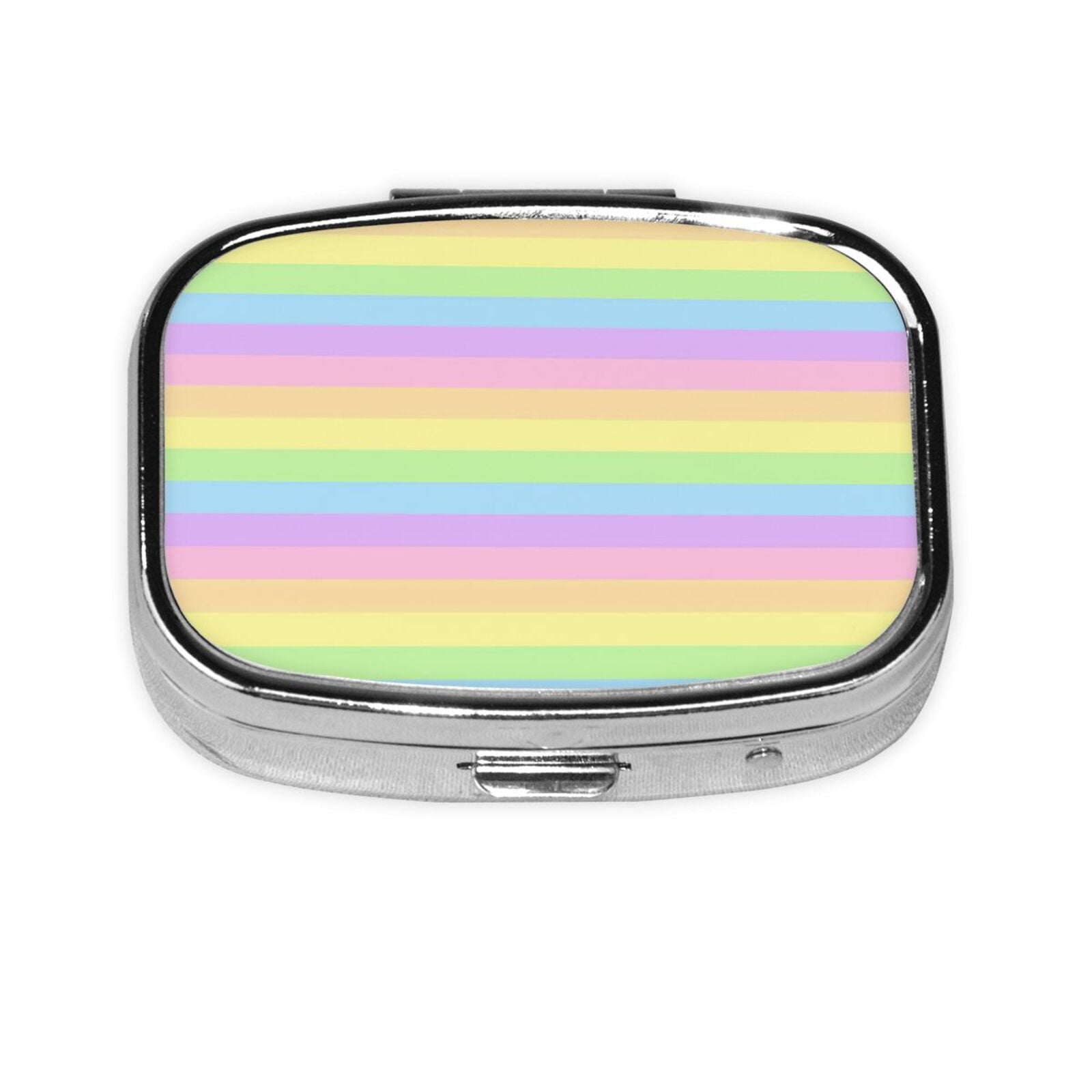 Pastel Rainbow Striped Pill Box 2 Compartment Medicine Pill Case ...