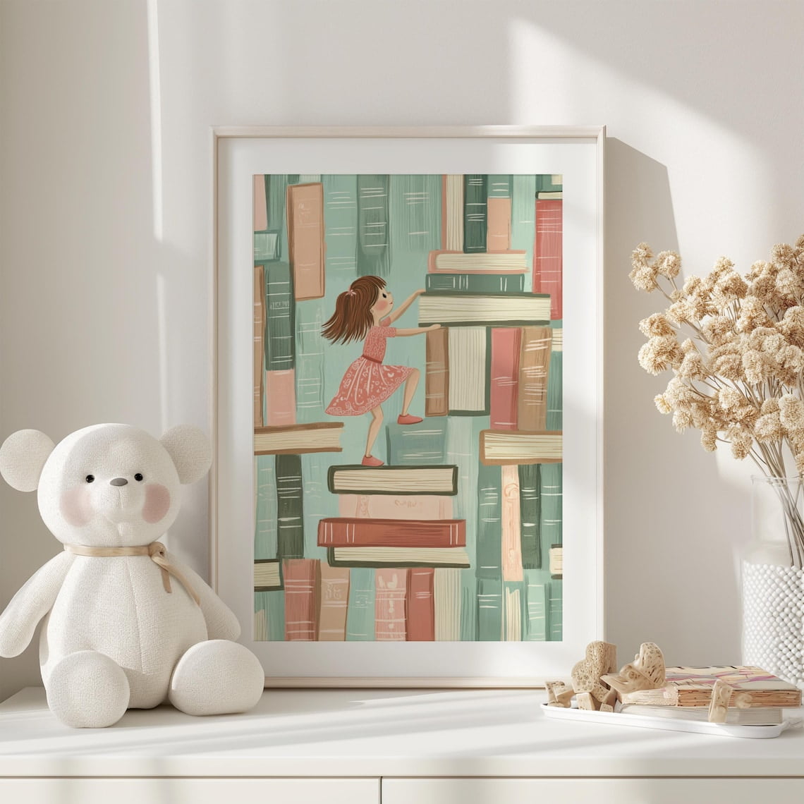 Pastel Reading Decor, Girls Room Print, Bookworm Art, Girl'S Study Room ...