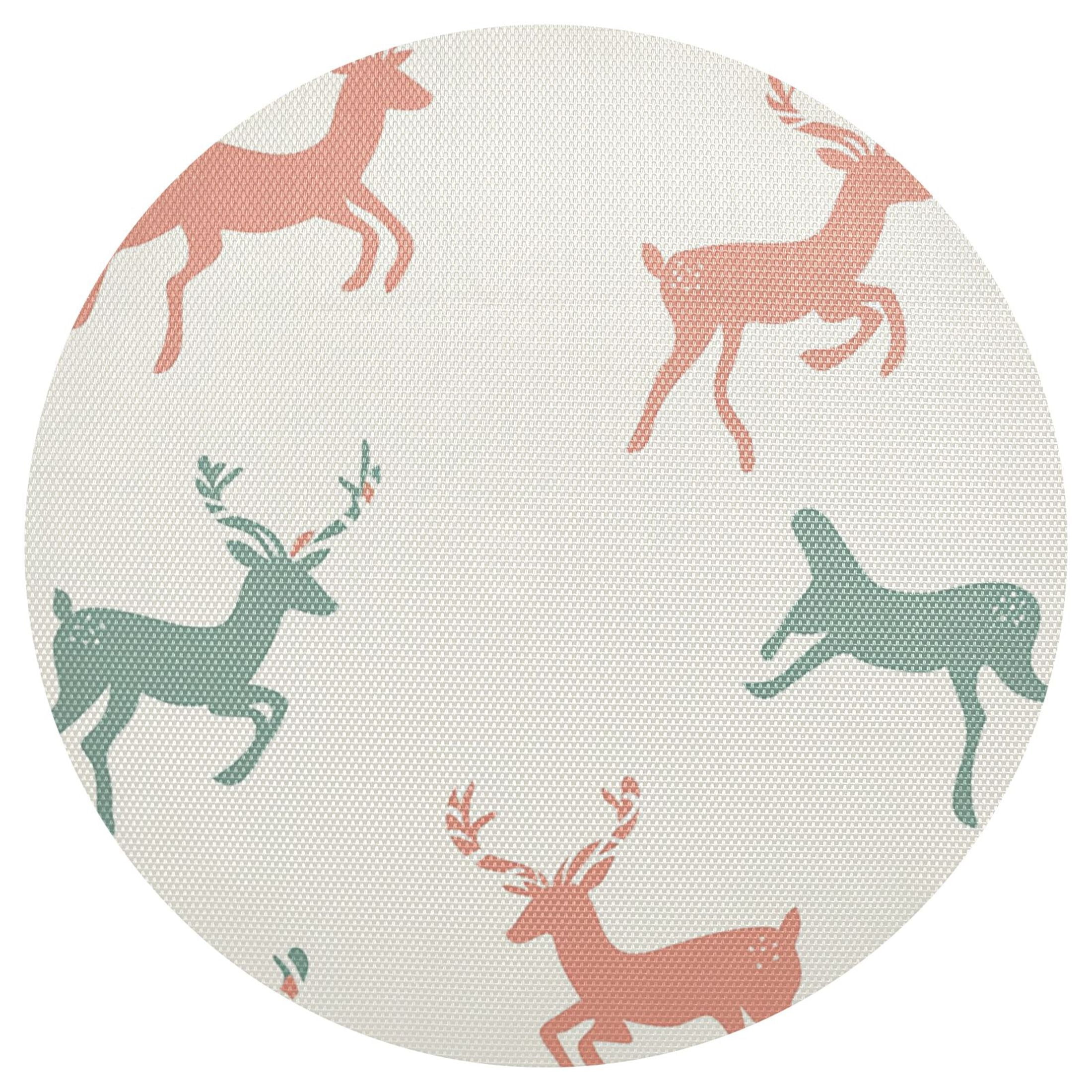 Pastel Reindeer Pattern 4-Piece 15.4in Heat-Proof PVC Plate Mats, Easy ...