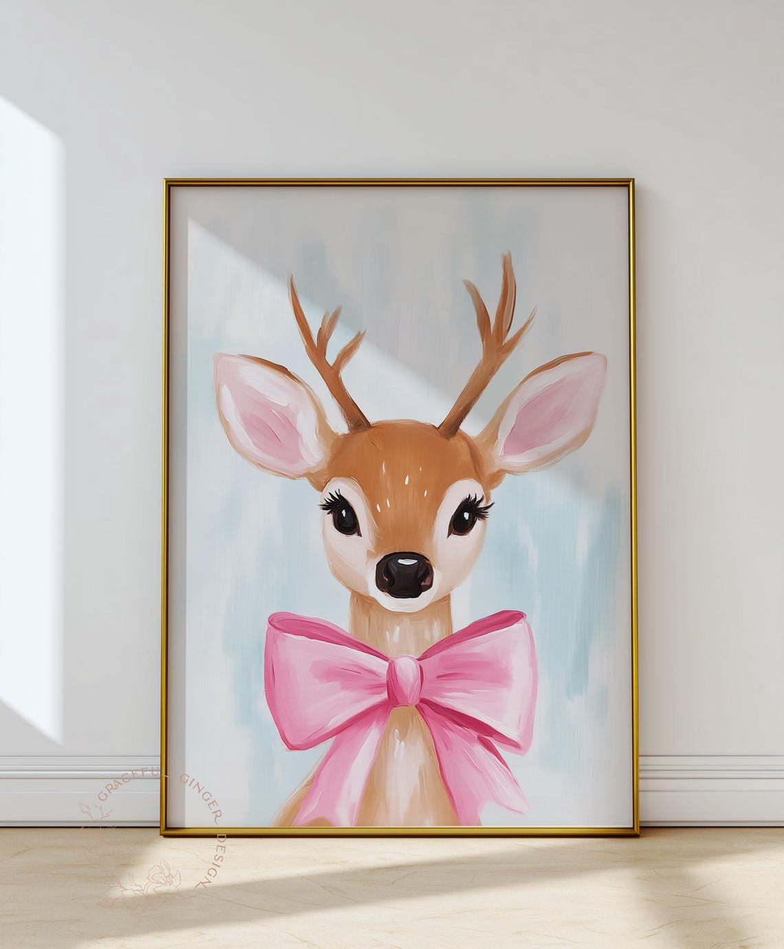 Pastel Reindeer Wall Art, Winter Nursery, Cute Deer Decor, UNFRAMED ...