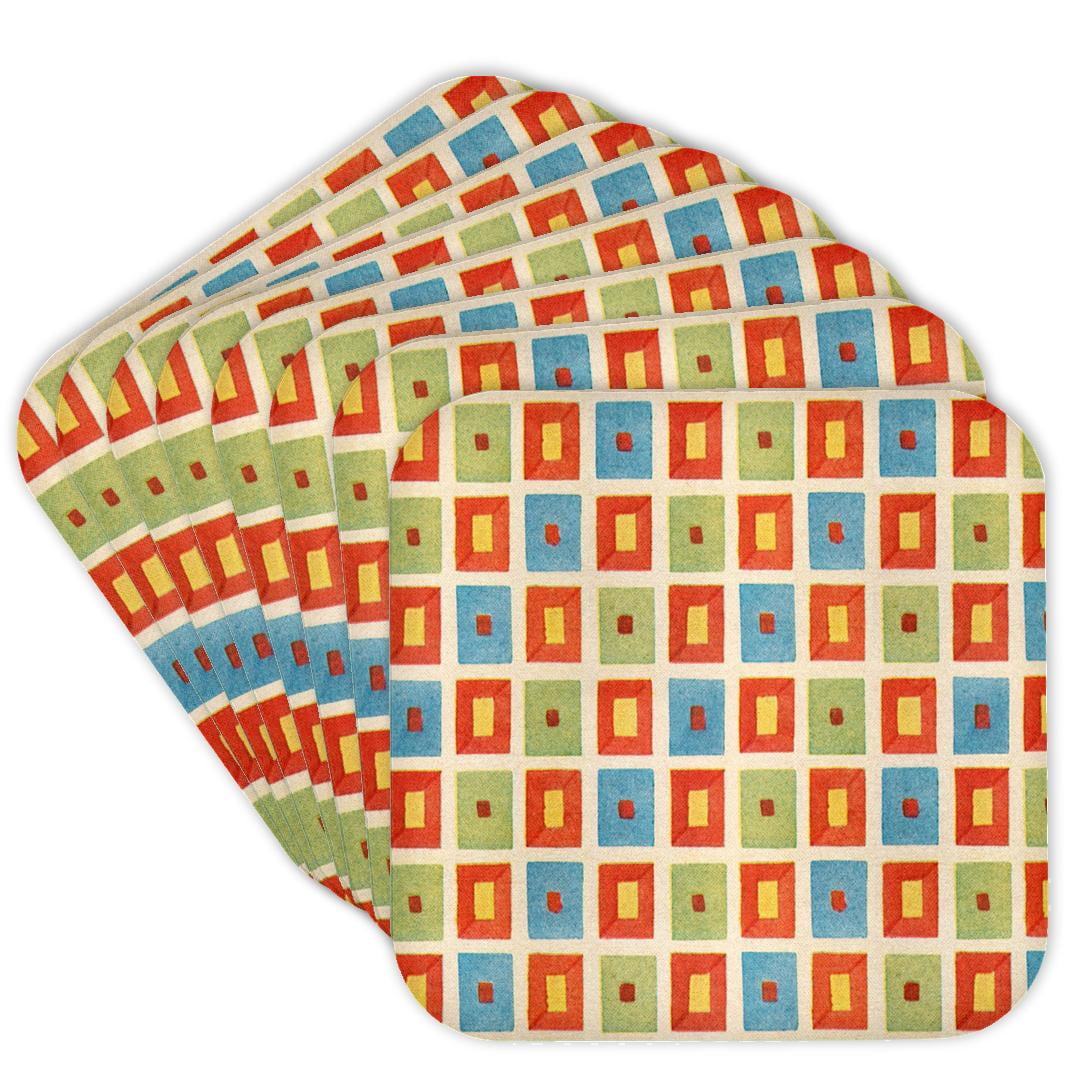 3dRose, Pastel Retro Boxes, Set of 8 Coasters - Soft - Walmart.com
