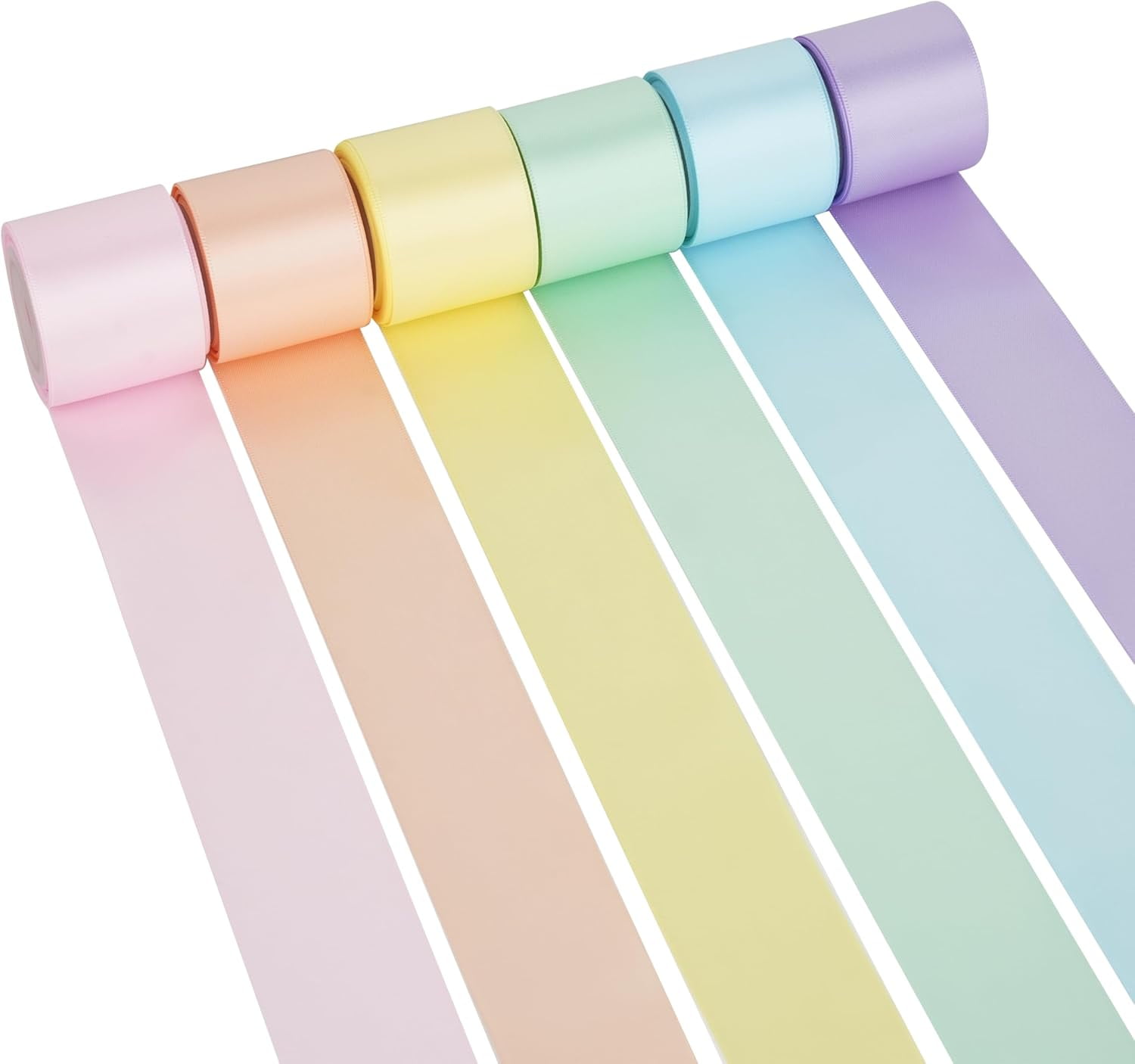 Pastel Ribbon 1.5 Inch Pastel Rainbow Satin Ribbon Easter's Day Ribbon ...