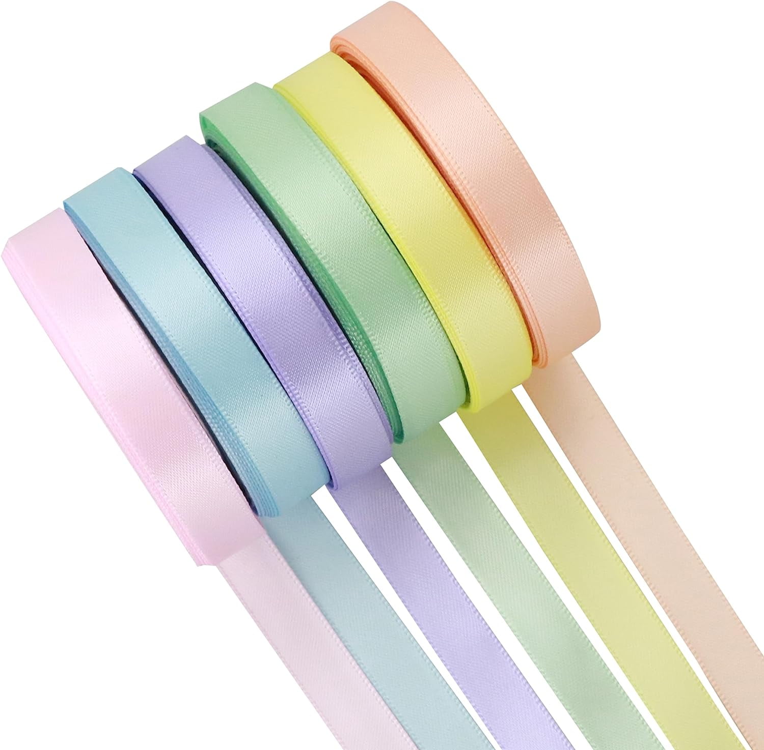 Pastel Ribbon for Crafts Pastel Rainbow Ribbon 3/8" Double Face Satin ...