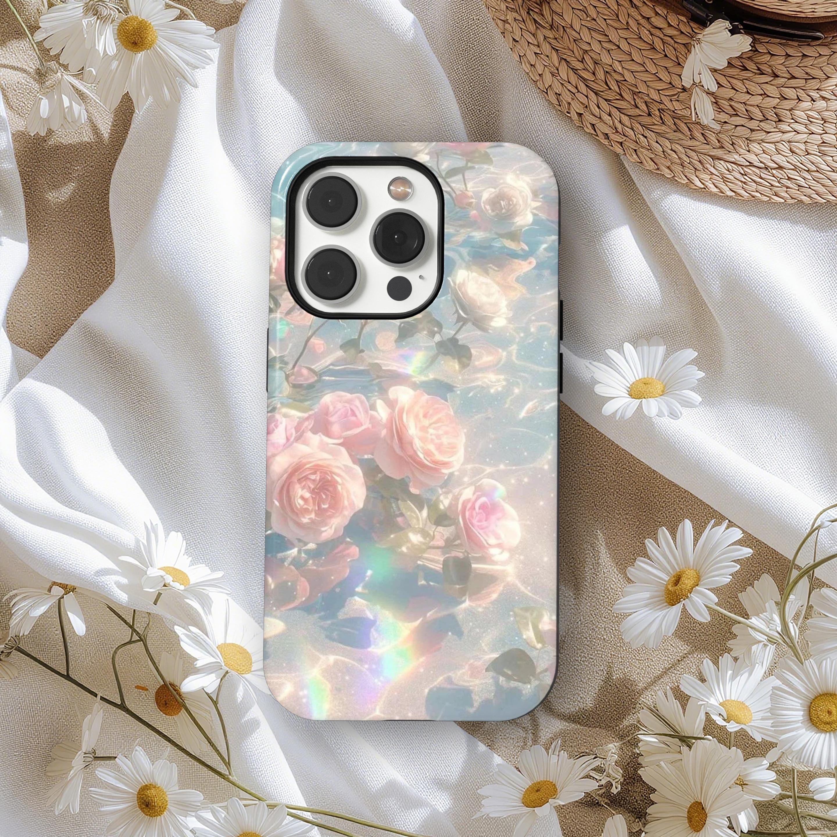 Pastel Rose Dreamy Coquette Sparkle Watercolor Floral Phone Case for ...