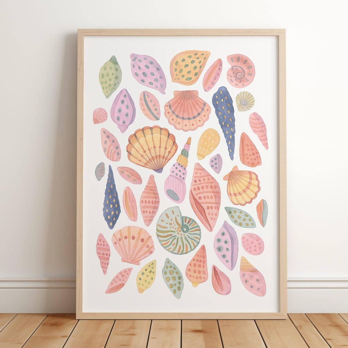 Pastel Sea Shell Poster, Coastal Print, Cute Beachy Wall Art, Trendy ...