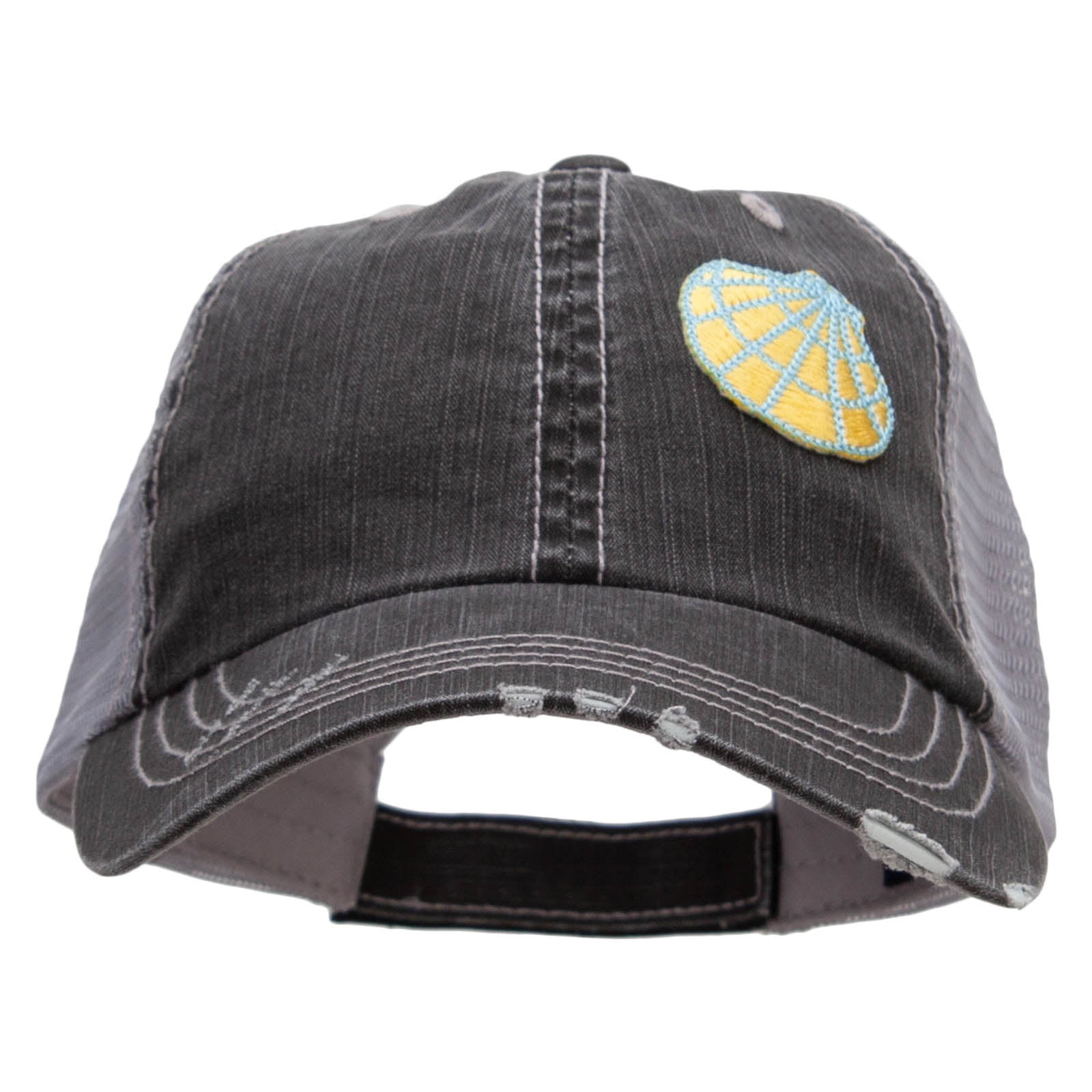 Pastel Seashell Patched Low Profile Special Cotton Mesh Cap - Black ...
