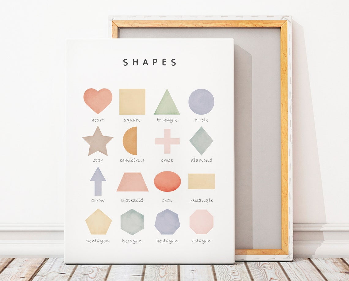 Pastel Shapes Poster, Educational Poster, Nursery Wall Art, Montessori ...