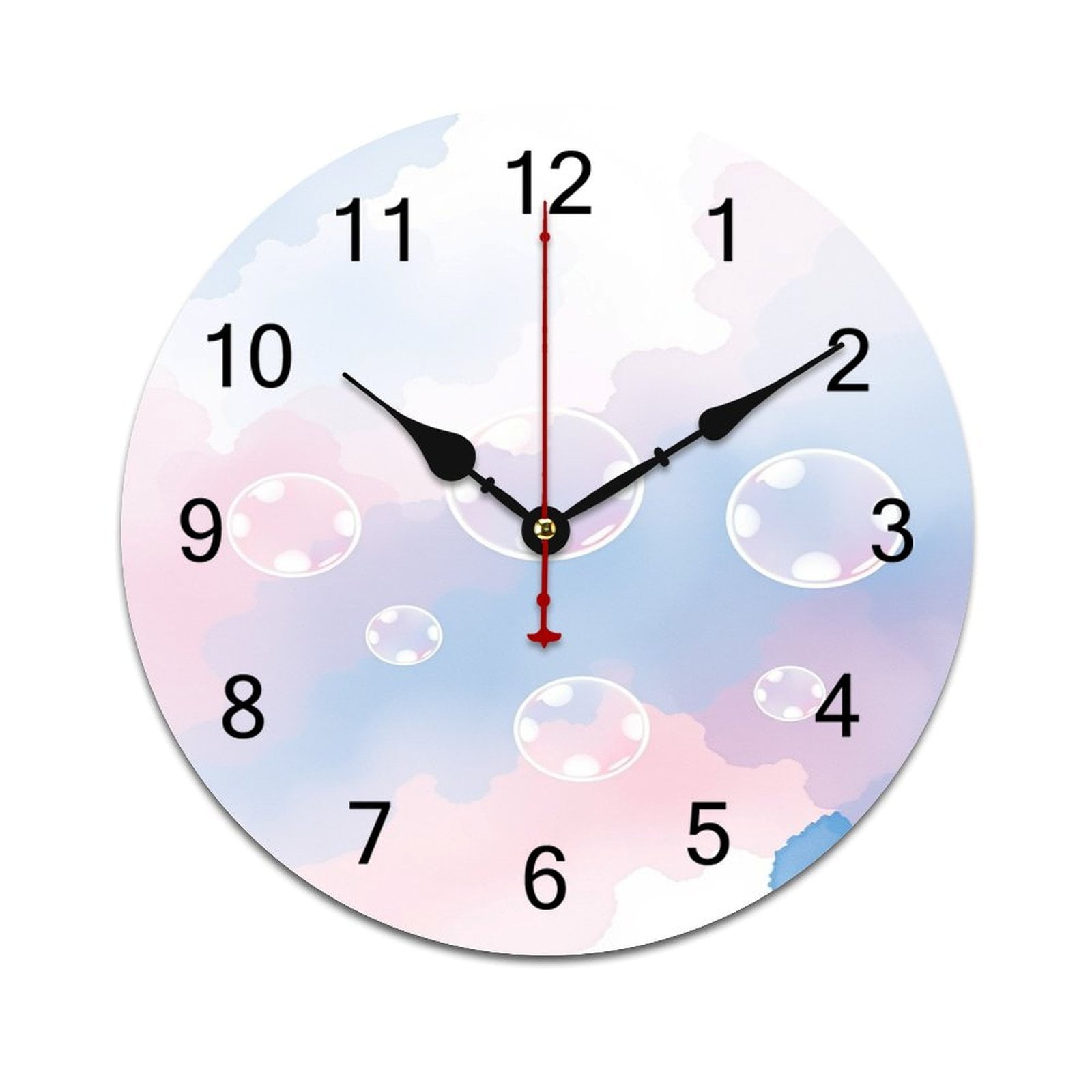 Pastel Sky Bubbles Time Decorative Wall Clocks Round Large Wall Watch ...