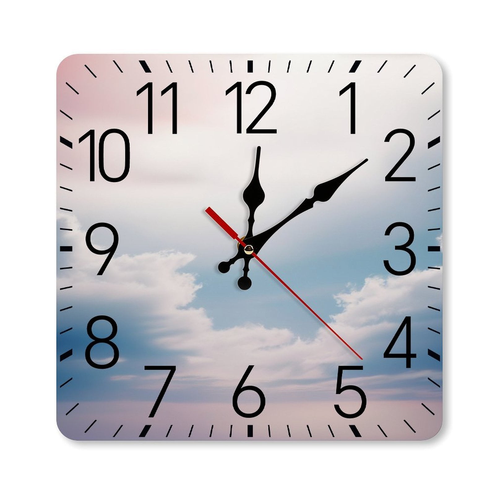 Pastel Sky Clouds Art Wall Clock Silent Non-Ticking For Home Office ...