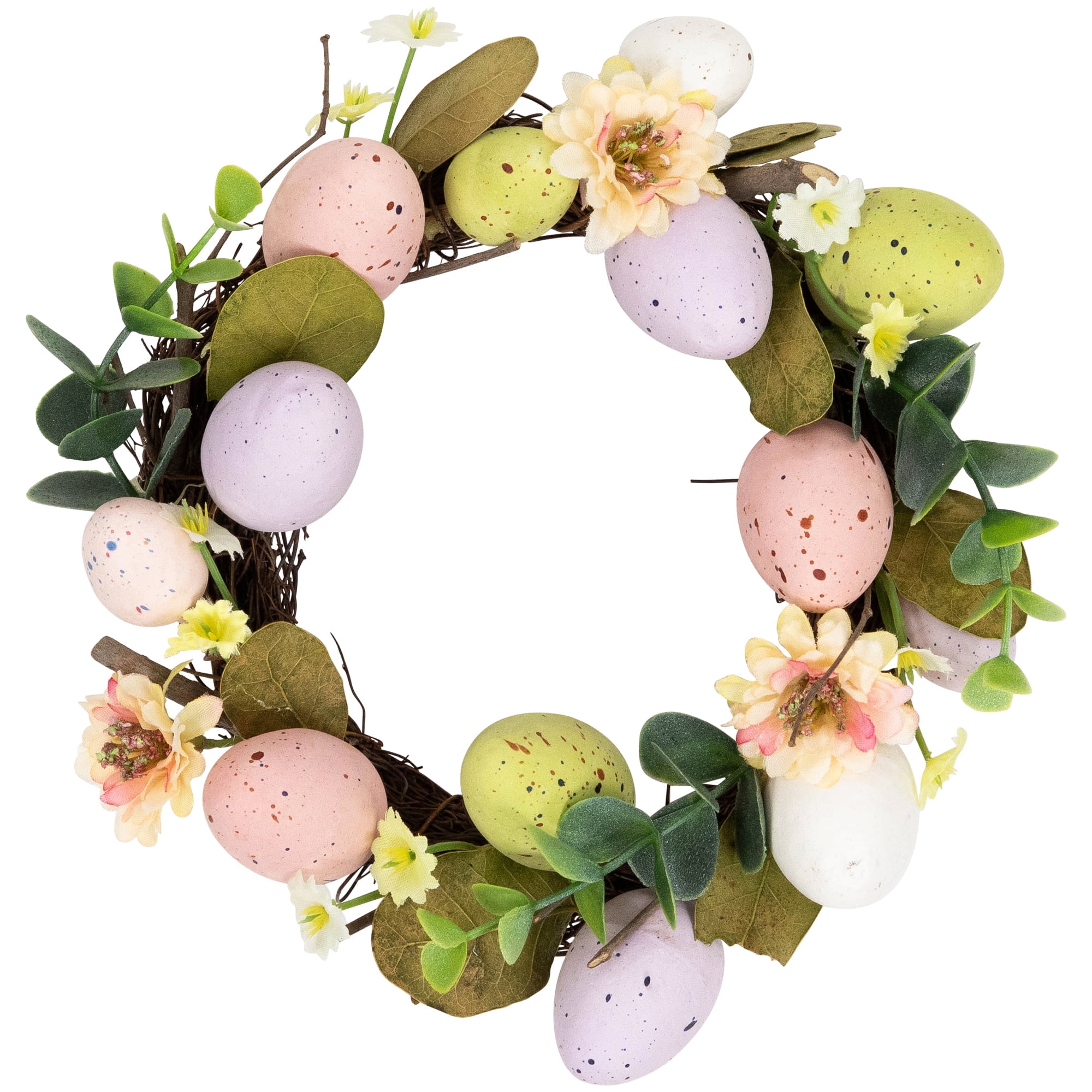 Pastel Speckled Easter Egg Artificial Mini Twig Wreath - 7" Easter Door ...