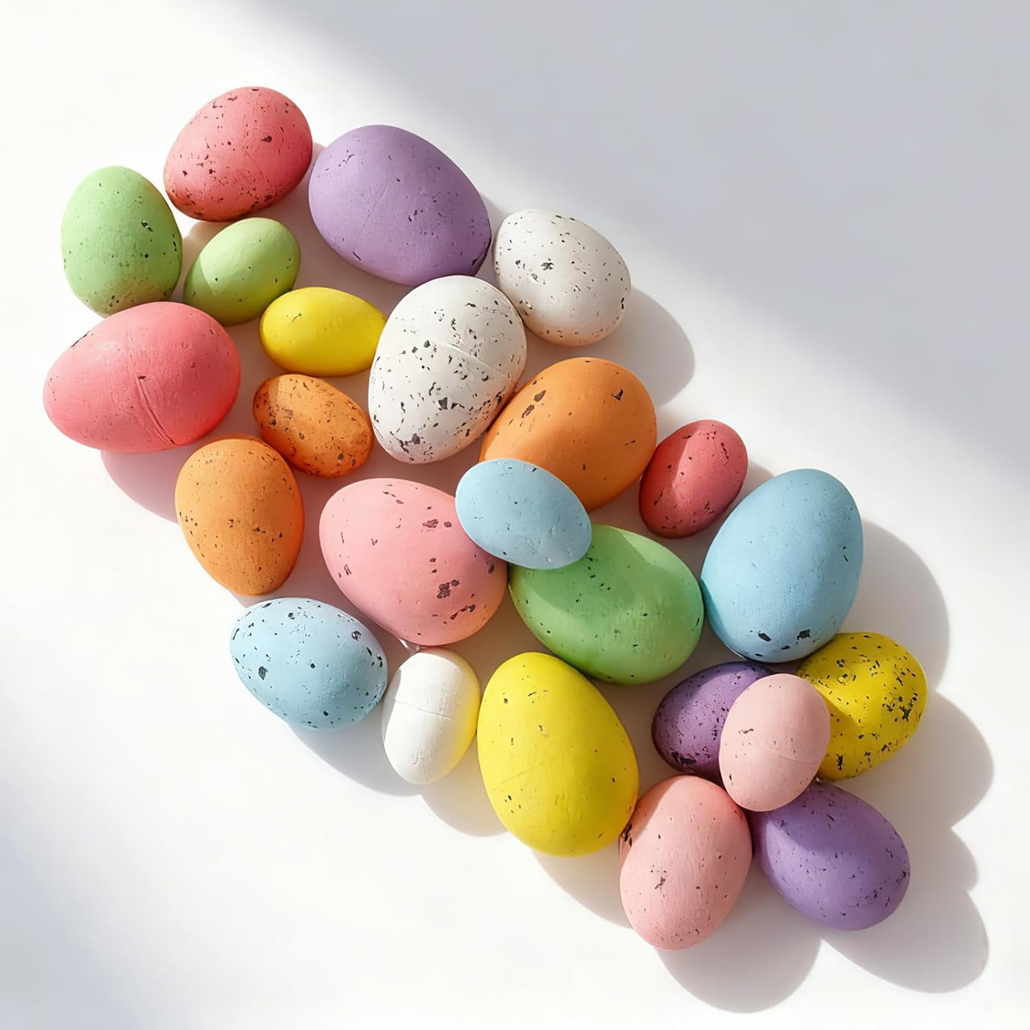 Pastel Speckled Easter Eggs Decor 24 PCS 3 Sizes 8 Colors,Foam Easter ...