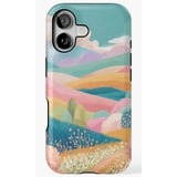 Pastel Spring Hills Nature Art Phone Case for iPhone 11 12 13 14 15 16 ...
