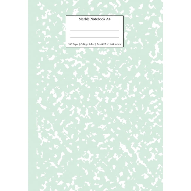 Pastel Stationery Notebooks A4: Marble Notebook A4: Mint Green College ...