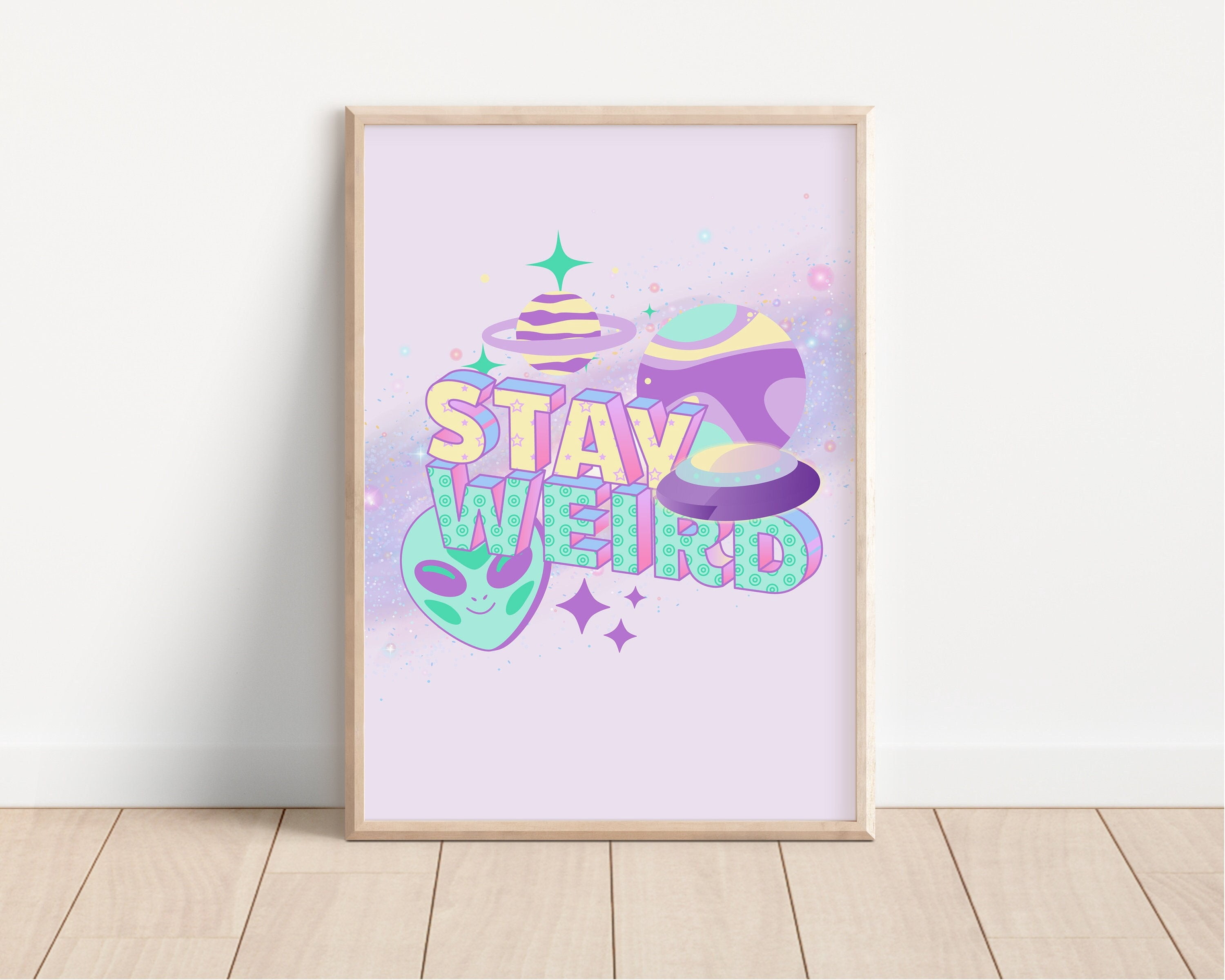 Pastel Stay Weird Print Cool Y2K Indie Trendy Girly Pastel Danish ...