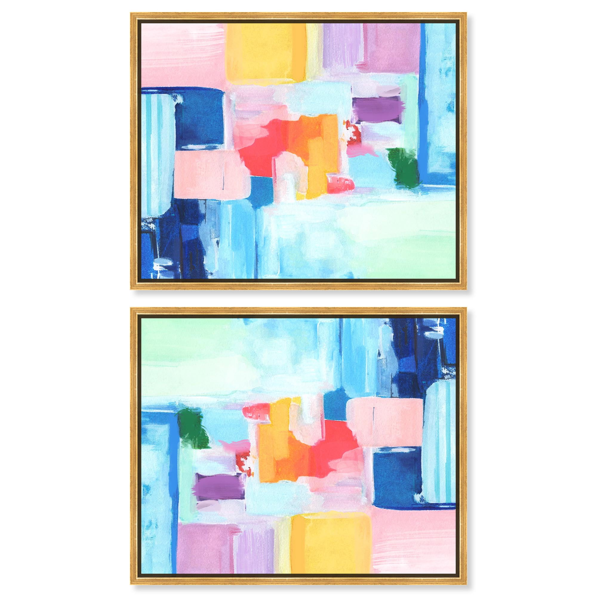 Pastel Street Blocks Set Canvas Set of 2 Blue Abstract Art by Art ...